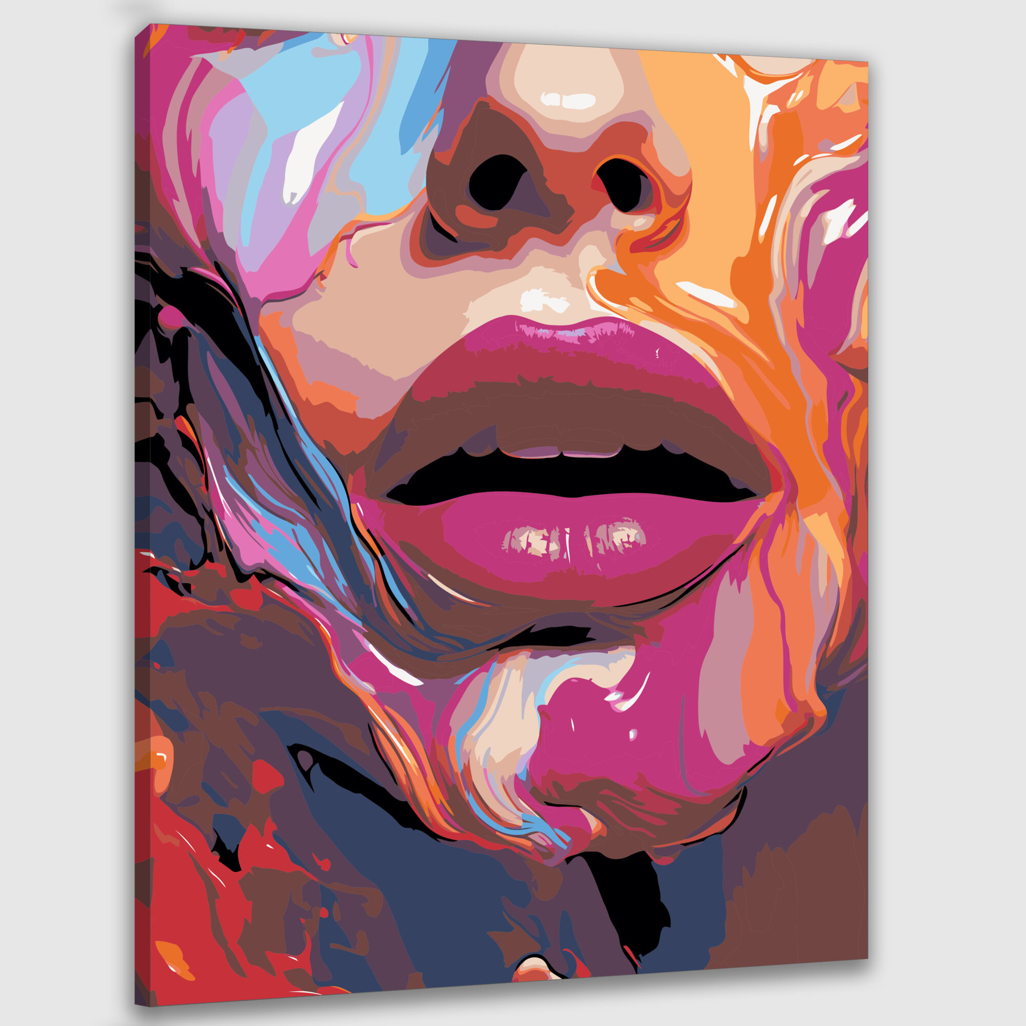 Картина по номерам 40x50 см, губы, девушка, яркие цвета, страсть, интенсивность, визуальное представление