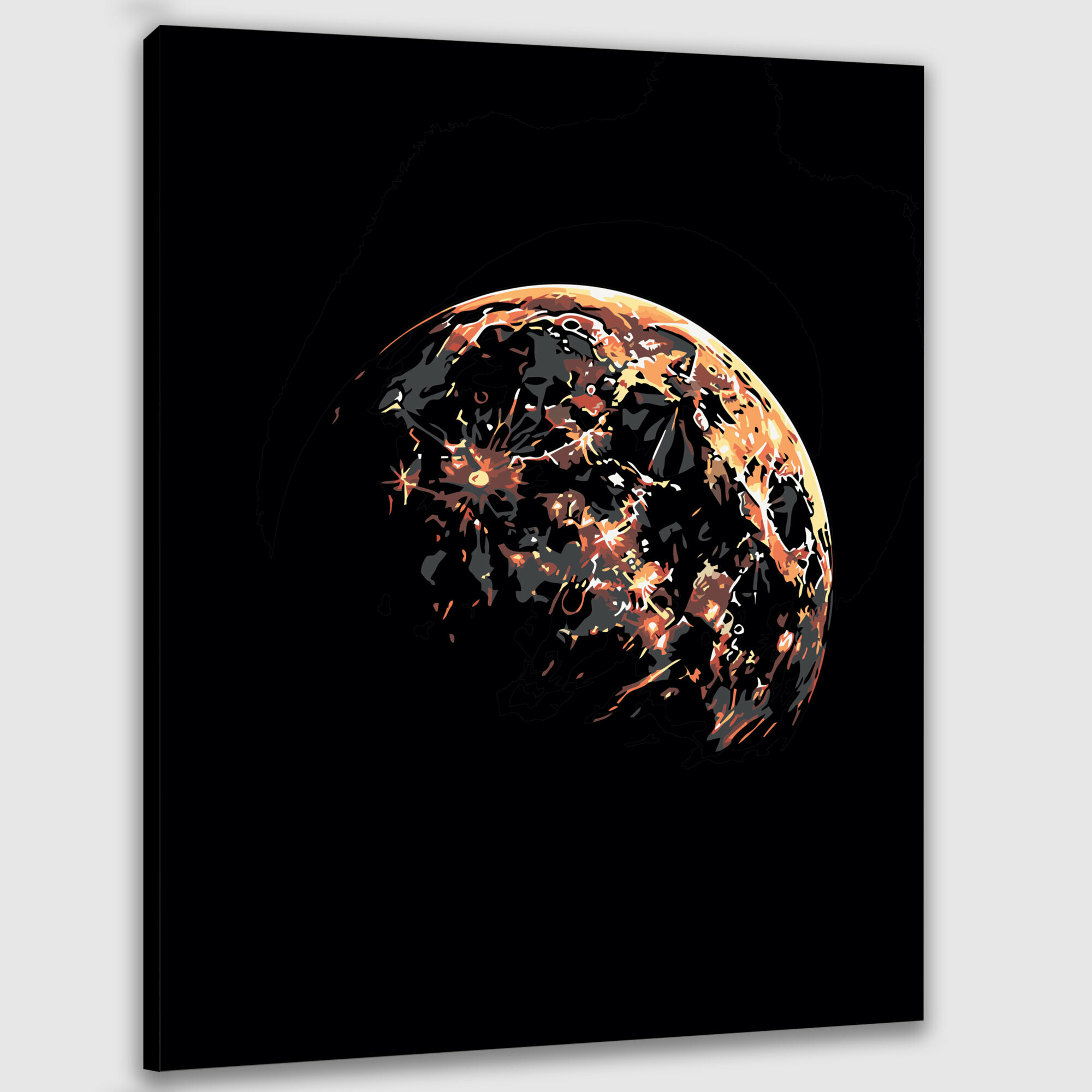 Картина по номерам 40x50 см, лунное затмение, Луна, тень Земли, оттенки красного, оттенки оранжевого, контраст