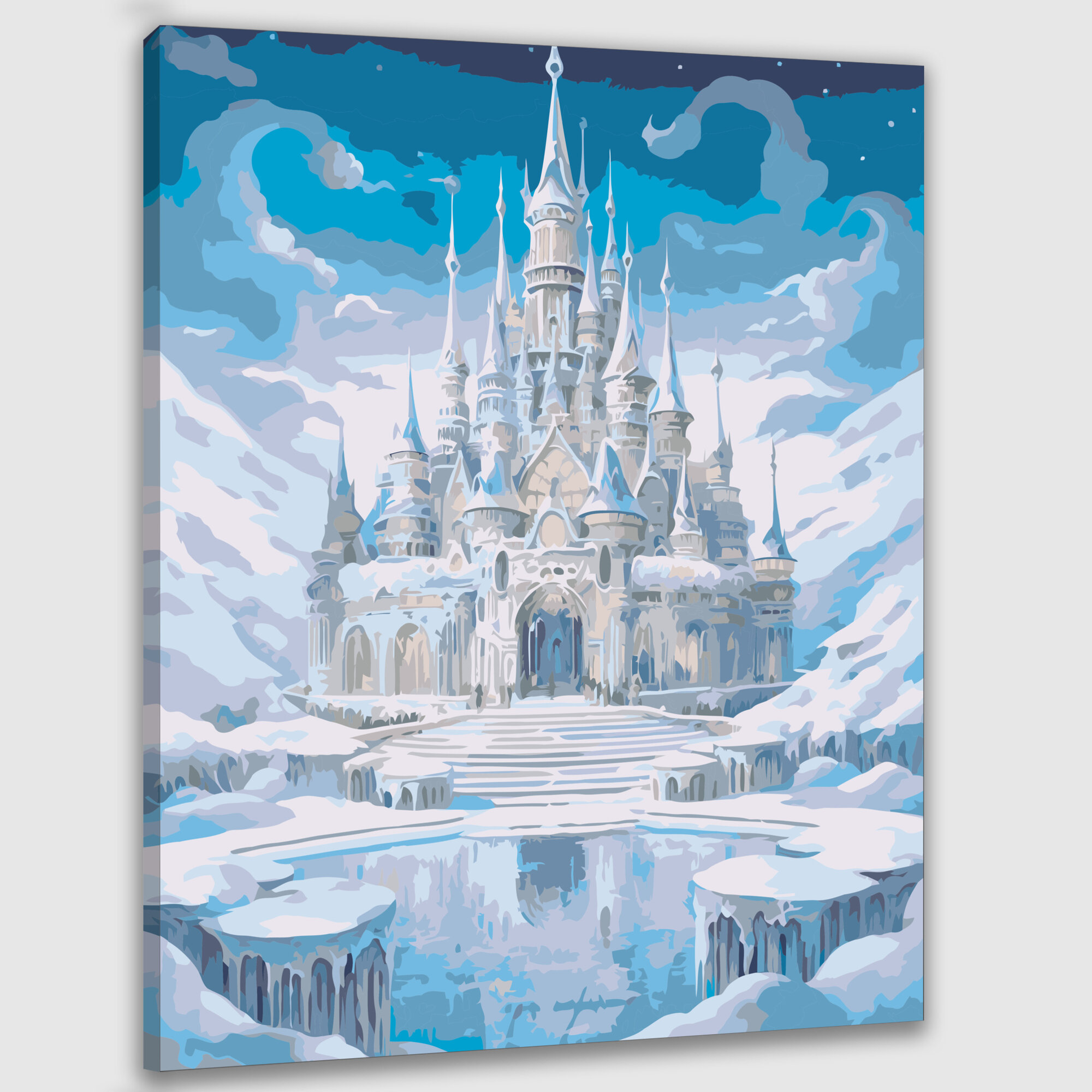 Картина по номерам 40x50 см, акварельная иллюстрация, зимняя сказка, мистический ледяной дворе, замерзший пейзаж