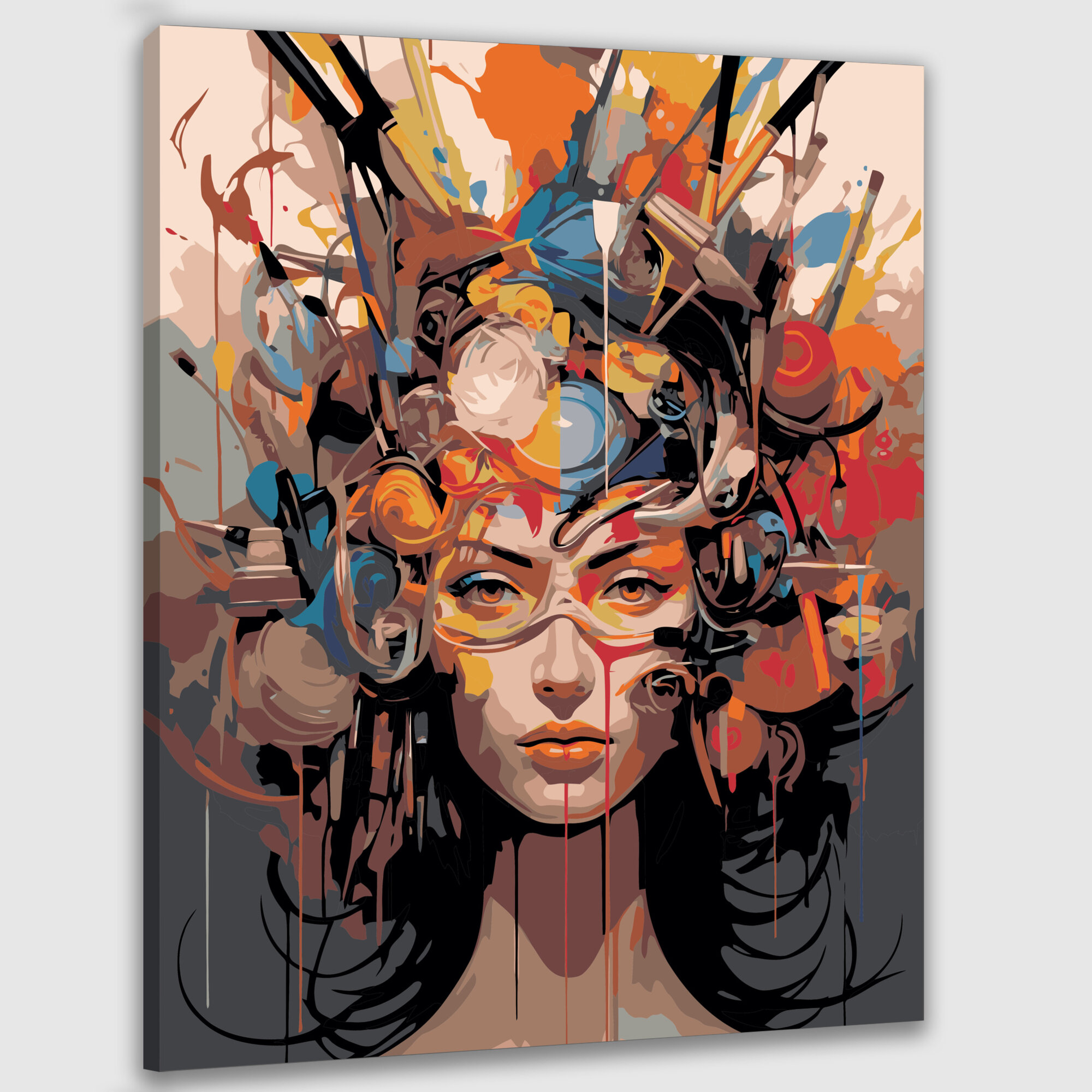 Картина по номерам 40x50 см, сюрреализм, цифровое изображение, женщина, маска, художественные принадлежн, кисти, лицо