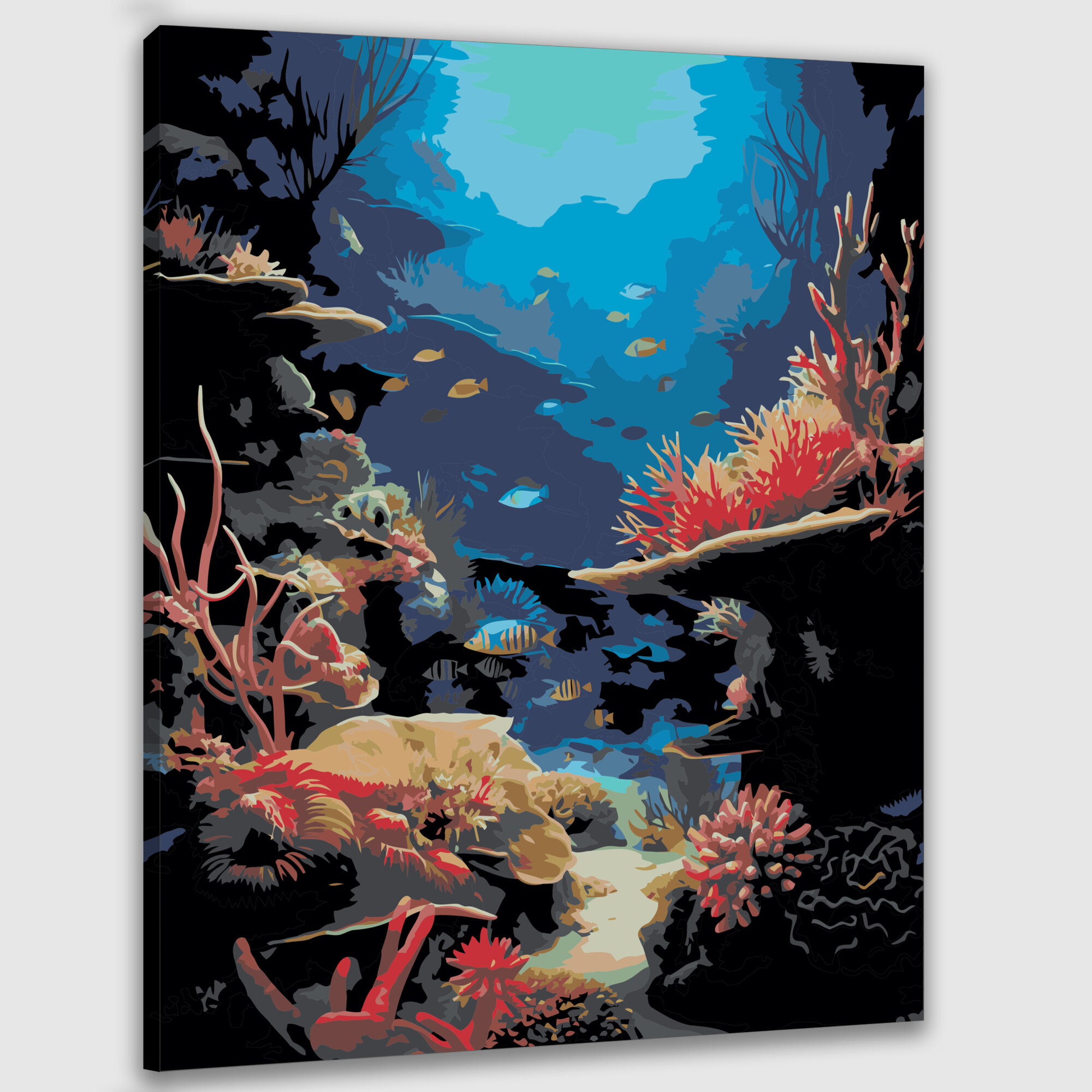 Картина по номерам 40x50 см, цифровая картина, коралловый риф, скорпион, коралловые образования, ядовитый хвост