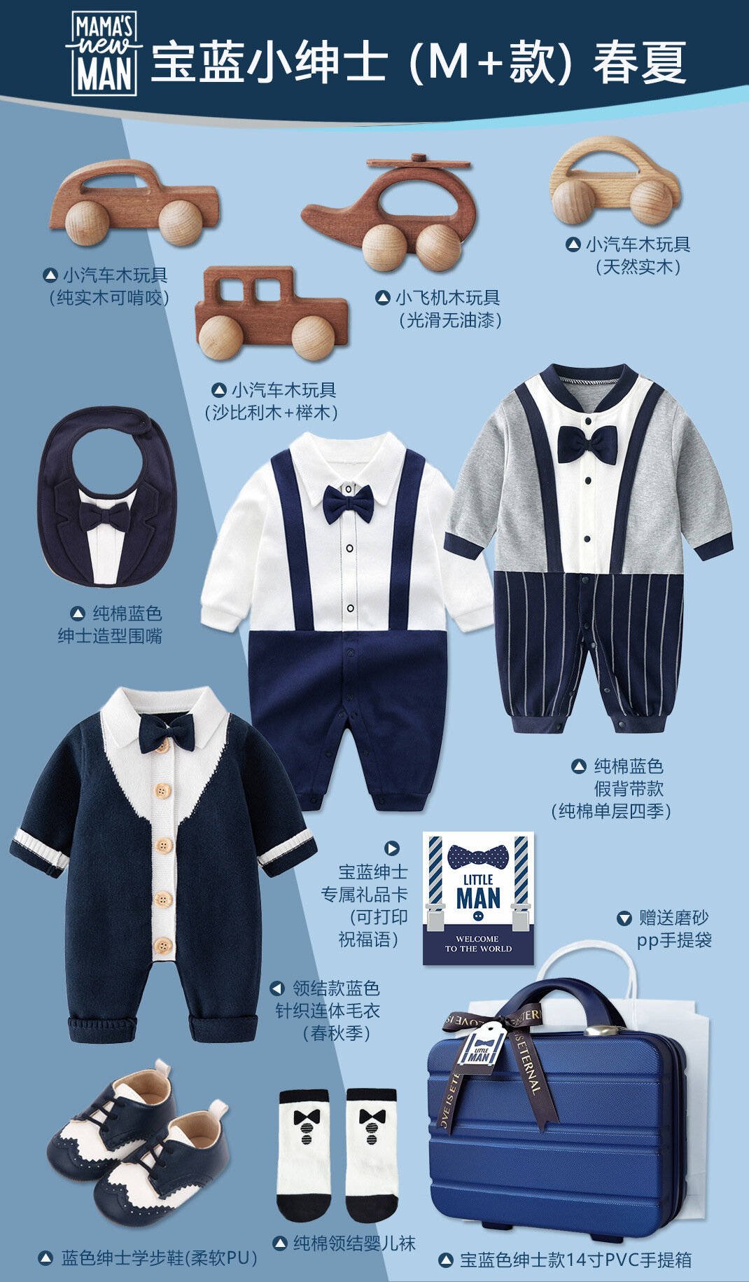 Подарочная коробка "Королевские джентльмены", для мальчиков, 4 предмета, королевский синий