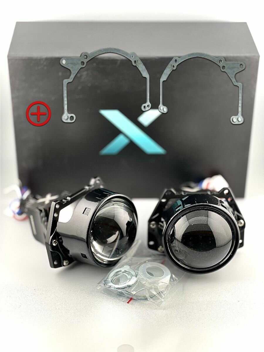 Линзы Bi Led DXL YH3 для Toyota Avensis 2 2003 - 2006 (линзы + рамки) 3.0 дюйма светодиодные ближнего и дальнего света в автомобильные фары / комплект 2шт