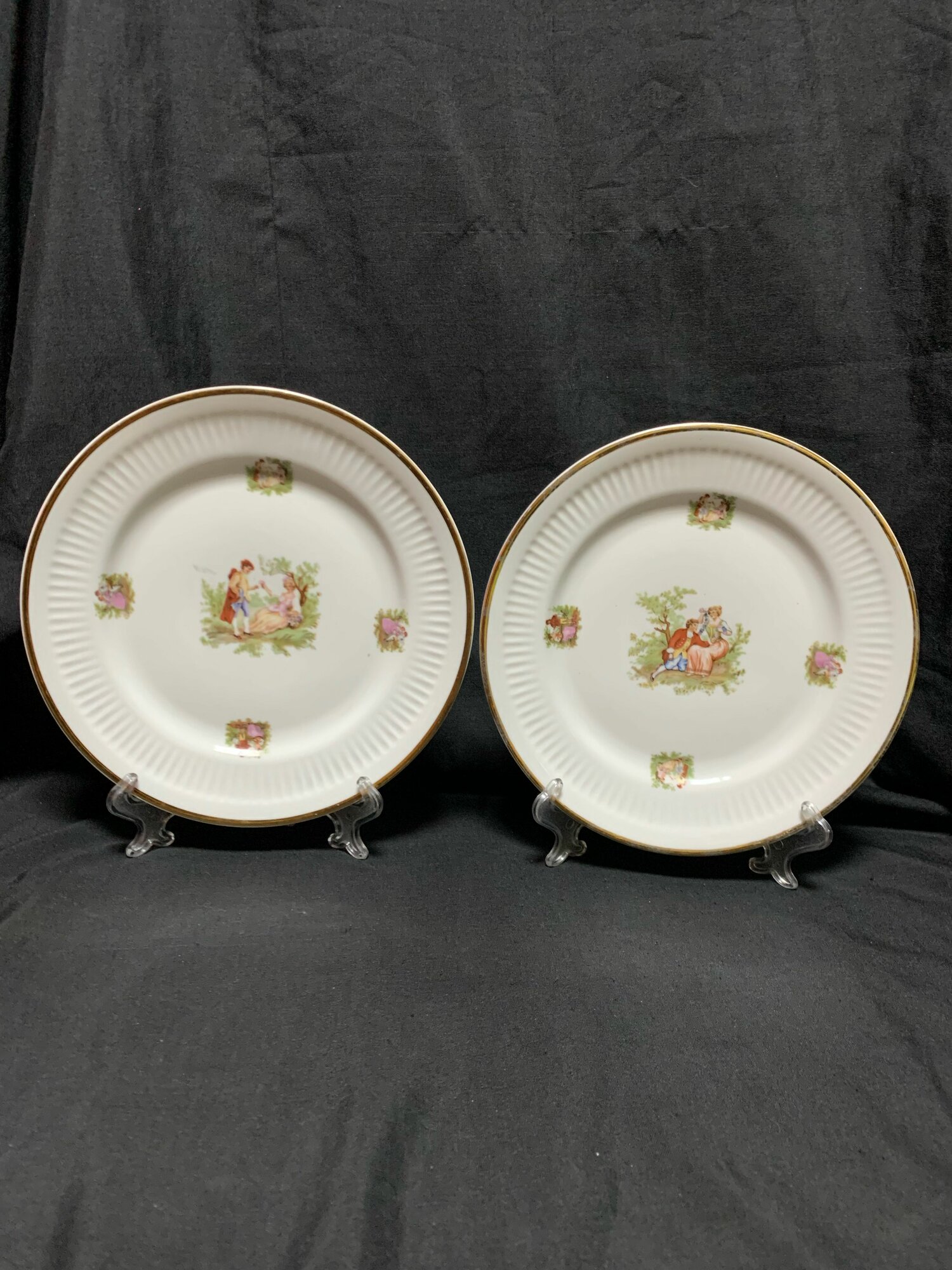 Две фарфоровые тарелки под второе блюдо (Каролина Пастушка, рельеф)