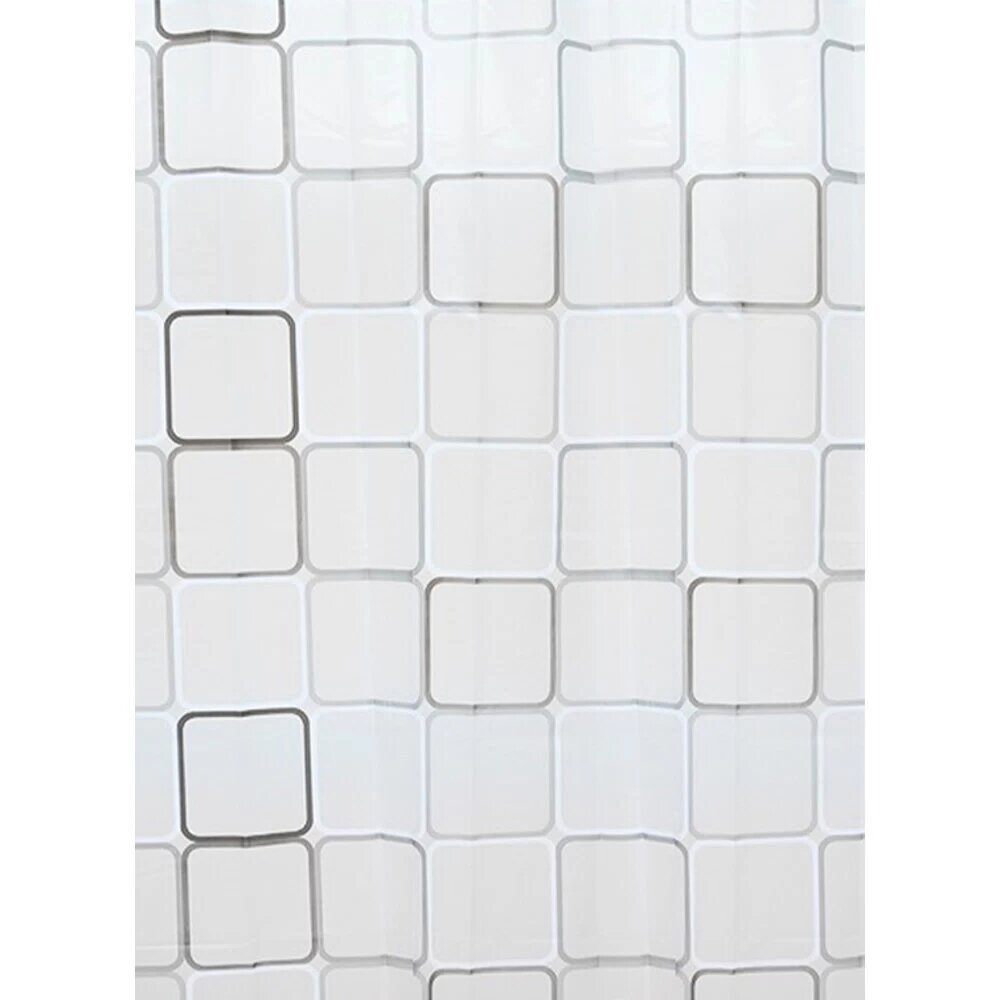 Штора для ванны Delphinium Квадраты 1800х1800 мм ПВХ белая (104155)