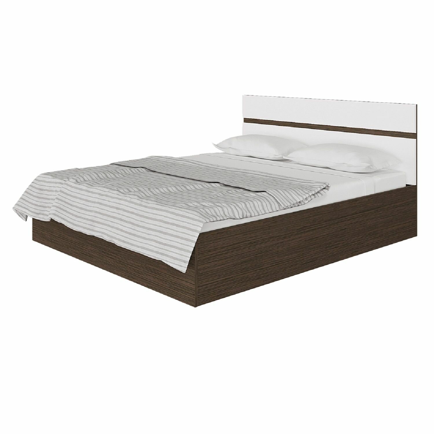 Кровать 1,4 м Ненси, цвет Венге/Белый глянец (с подъемным механизмом) спальное место 140*200 см ЛДСП для взрослых и подростков
