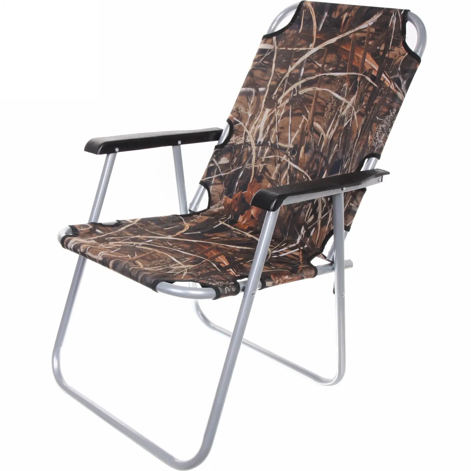 Кресло складное с подлокотниками «Трон», камуфляж Осенний лес, металл/текстиль, 87x56x65 см