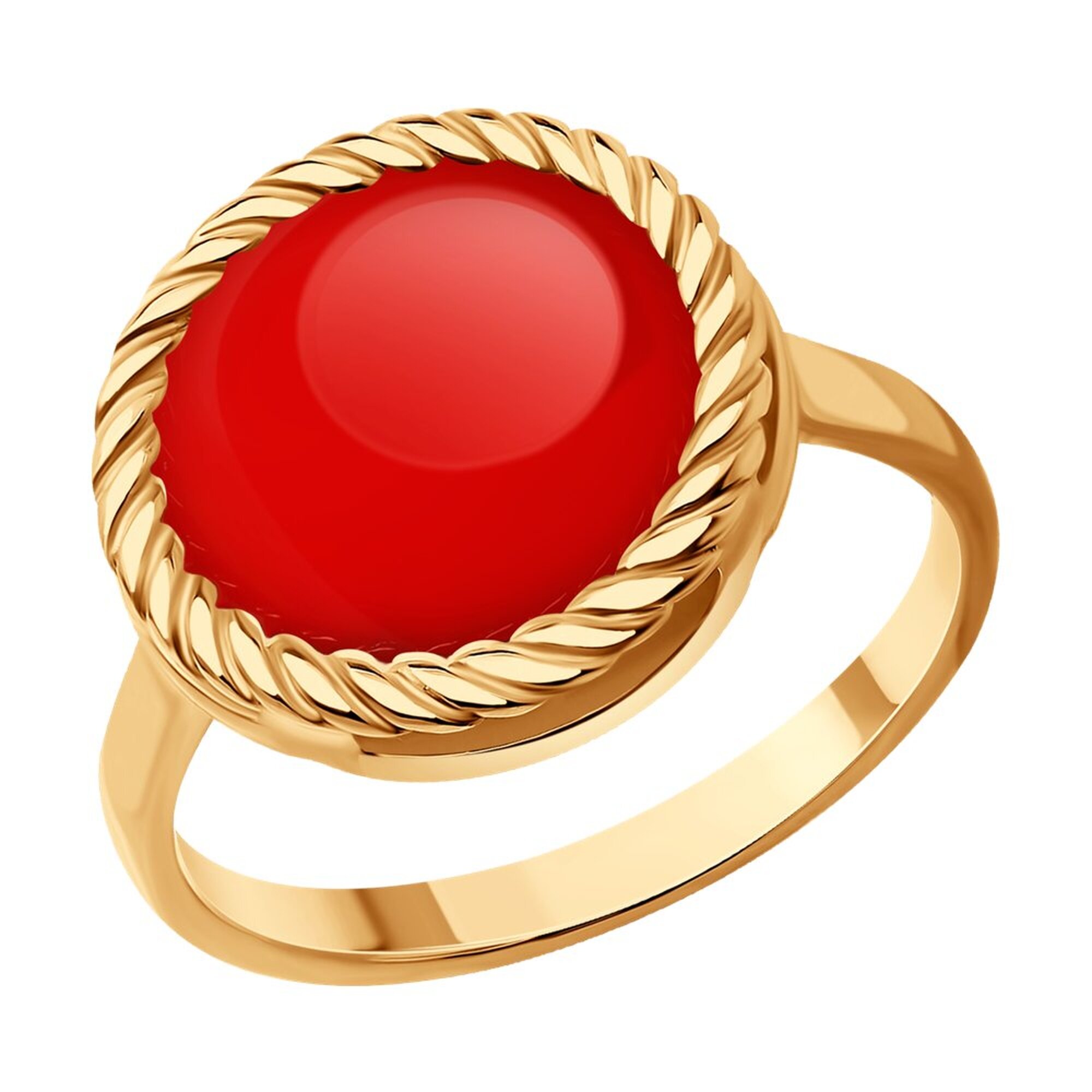 Кольцо, серебро, 925 проба, золочение, коралл