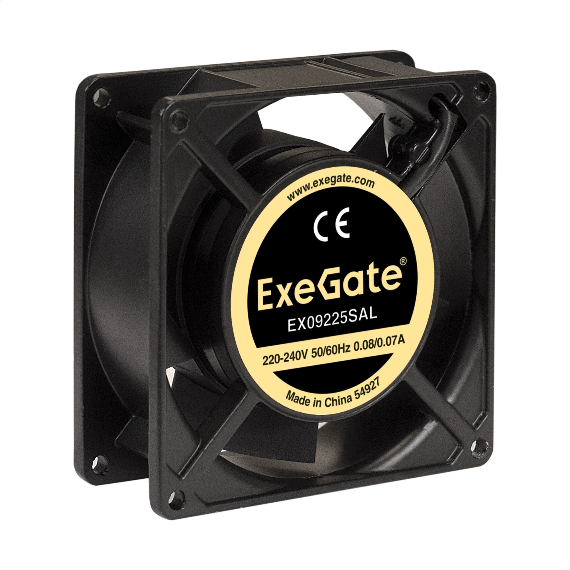 Вентилятор 220В ExeGate EX289005RUS EX09225SAL (92x92x25 мм, Sleeve bearing (подшипник скольжения), подводящий провод 30 см, 2500RPM, 34dBA)
