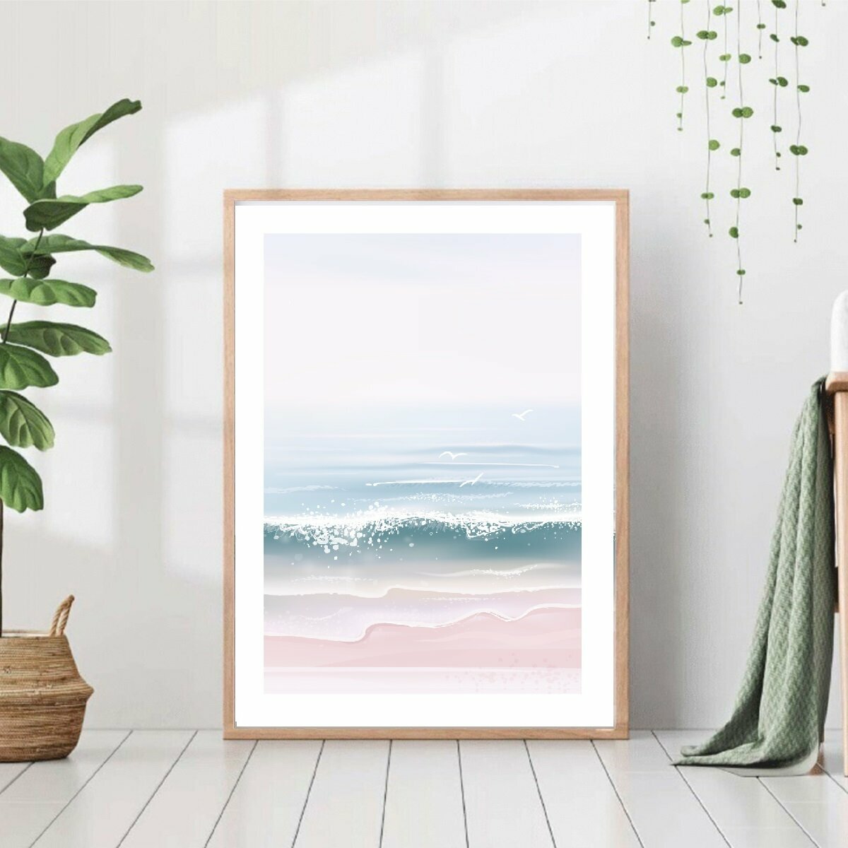 Постер "Волны на море рисунок" без рамы 50x70 см на стену для интерьера