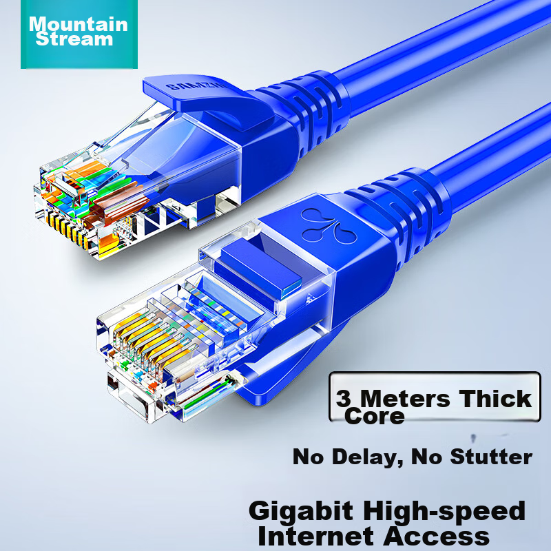 SAMZHE CAT5e High-Speed Gigabit Ethernet Cable, 3 Meters, Engineering/Broadband Computer Home Connection Patch Cord, Finished Network Cable, Blue, SZW-1030