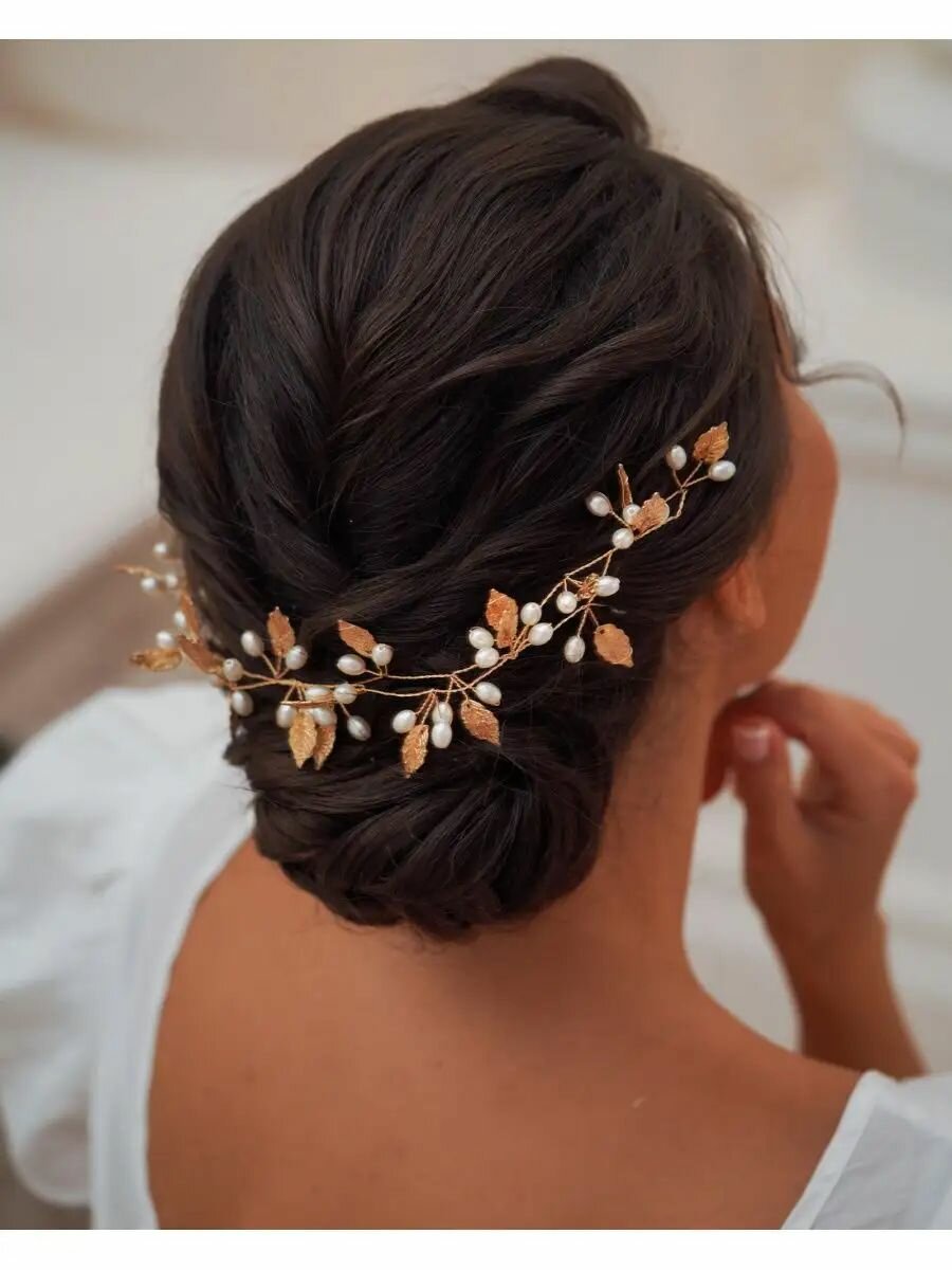 Диадема LUMINA "Жемчуг", с искусственным жемчугом, золотистая