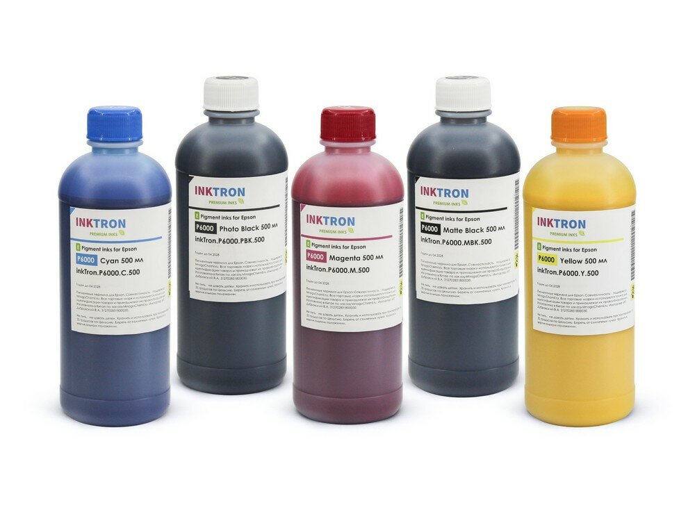 Чернила для Epson Stylus Pro 7700, 9700, 7710, 9710, пигментные InkTron комплект 5 x 500 мл, inkTron. P6000-5.500ml