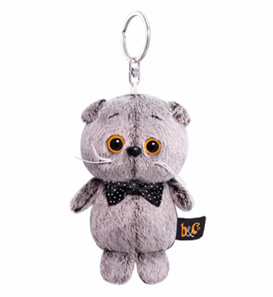 Мягкая игрушка BUDIBASA - брелок-игрушка Кот Басик с бантиком, 12 см