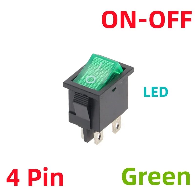 Переключатель 4 Pin Green LED ON-OFF