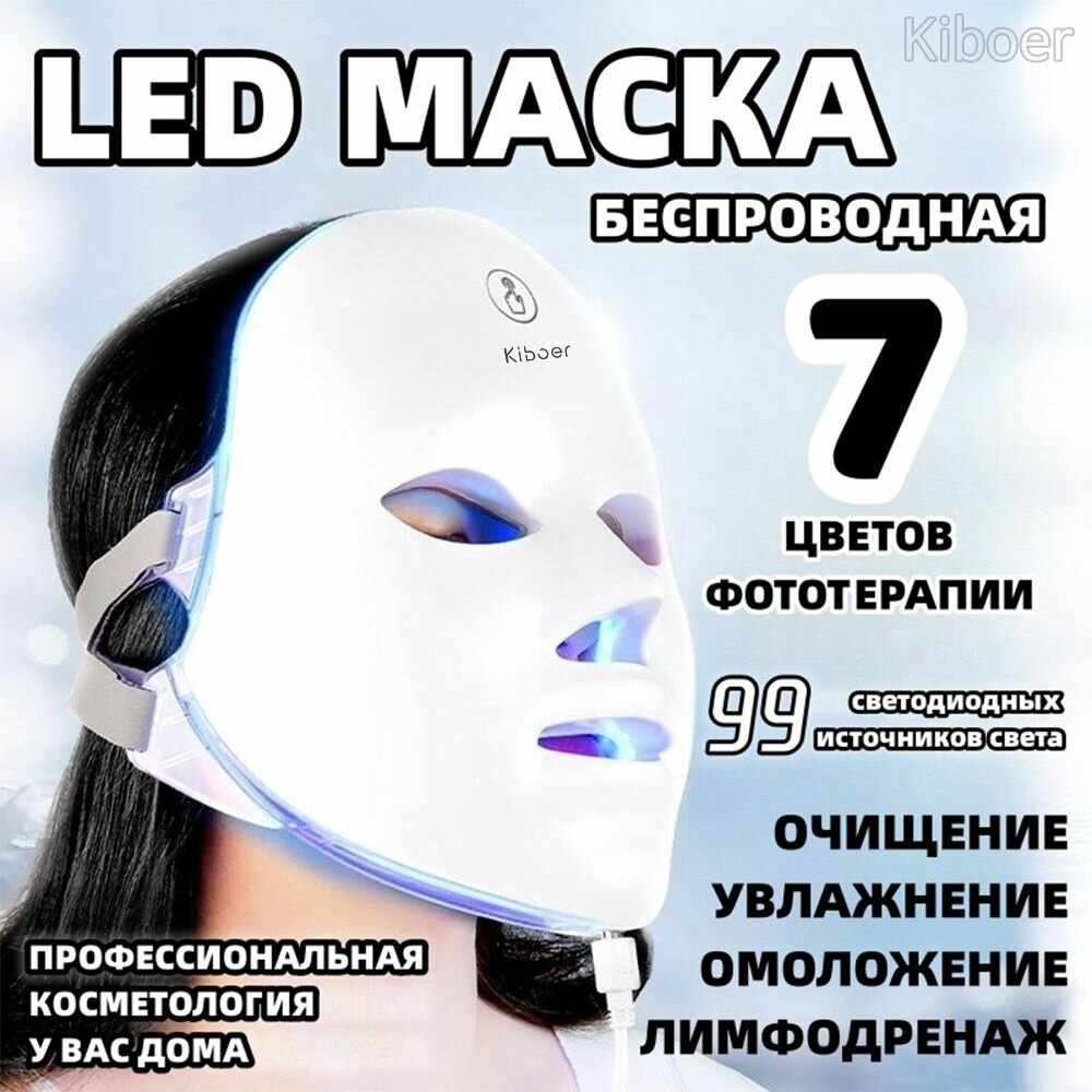 Омолаживающая LED маска / светодиодная для лица / фотонная лед маска. SEVEN COLOR REJUVENATION MASK -hj