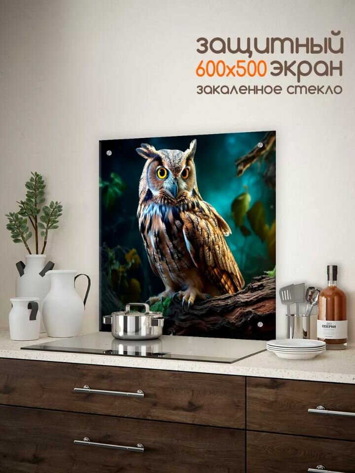 Защитный экран от брызг на плиту 600х500х4мм. Стеновая панель для кухни из закаленного стекла. Фартук для кухни на стену