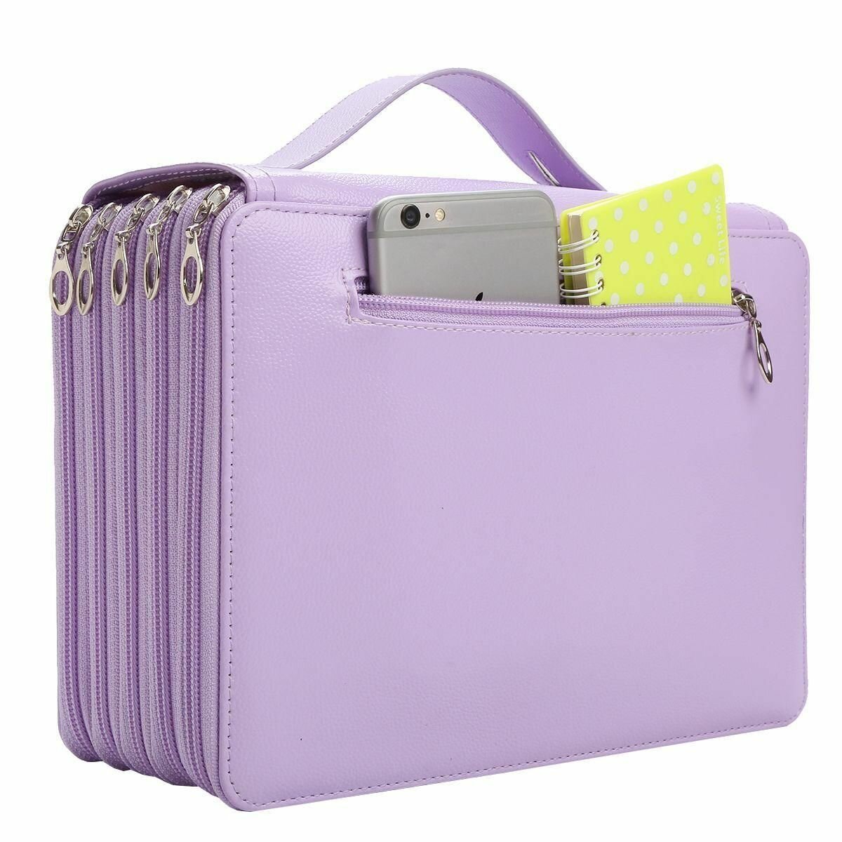Пенал школьный DIANNY с 250 слотами для девочек органайзер для канцерии канцелярских принадлежностей с 5-слойной молнией пеналы -- фиолетовый