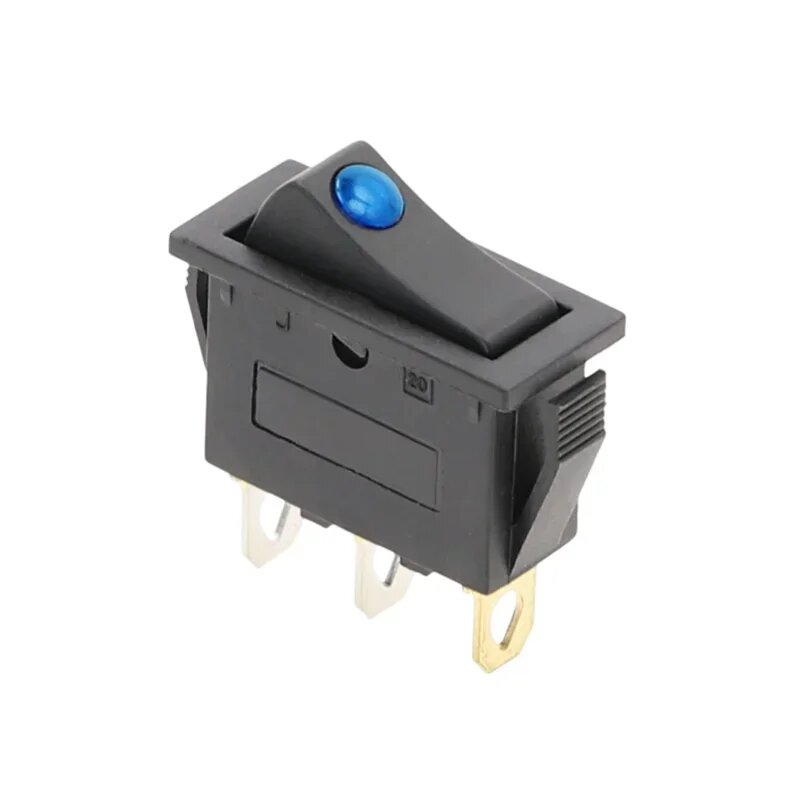 Переключатель KCD3 220В, Dot-2D3P-Blue-LED