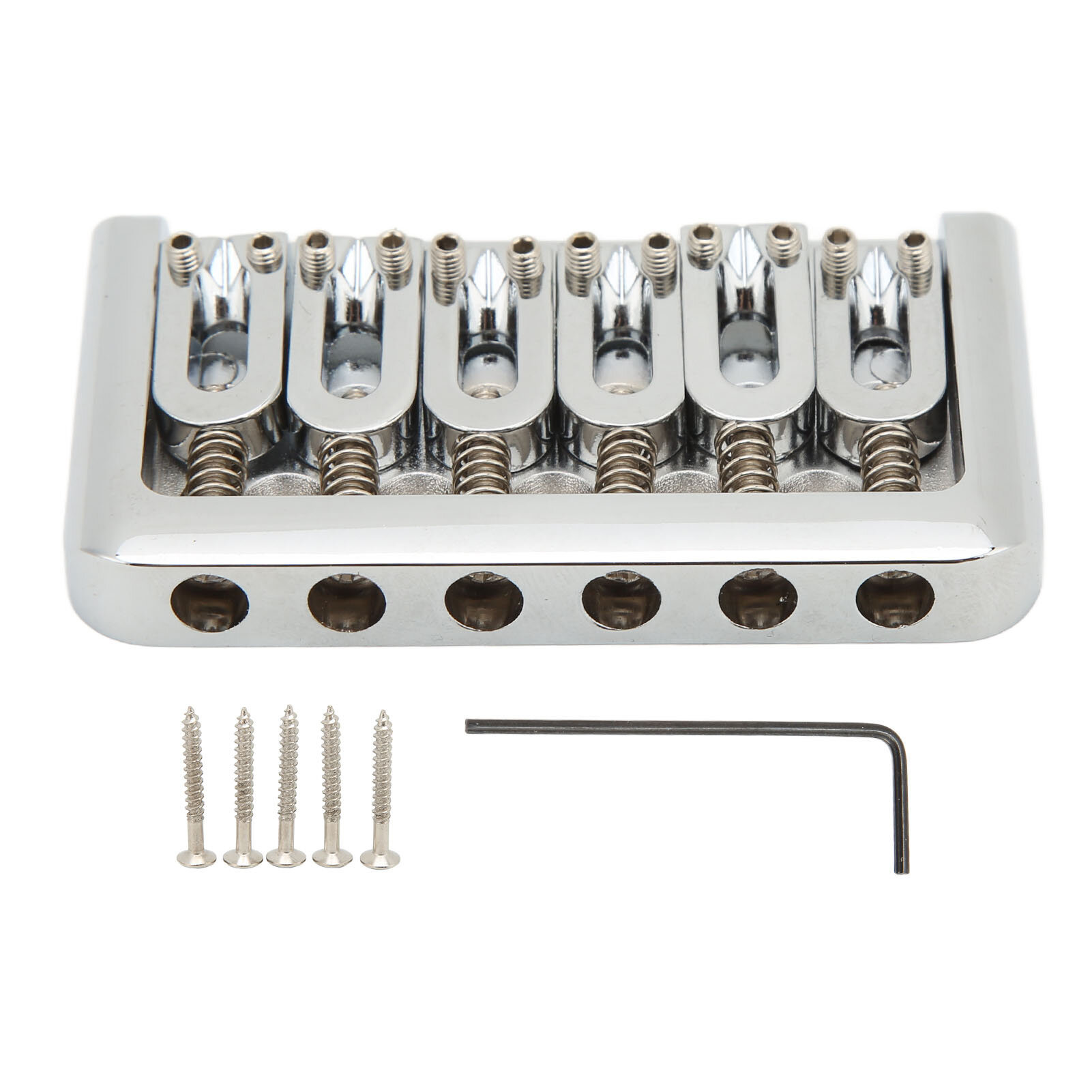 Фиксированный гитарный бридж 76 мм с U-образным расстоянием между струнами и роликовым седлом для электрогитары. Серебристый.