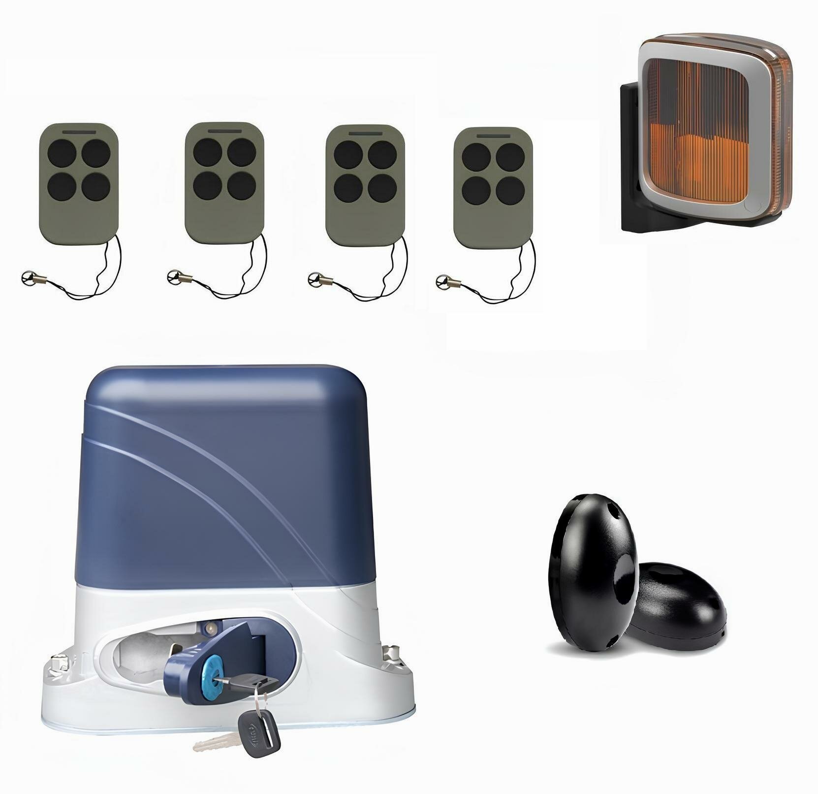 Автоматика для откатных ворот KSL-1300 FULL-2K-Т4, комплект: привод, 4 пульта, фотоэлементы, лампа