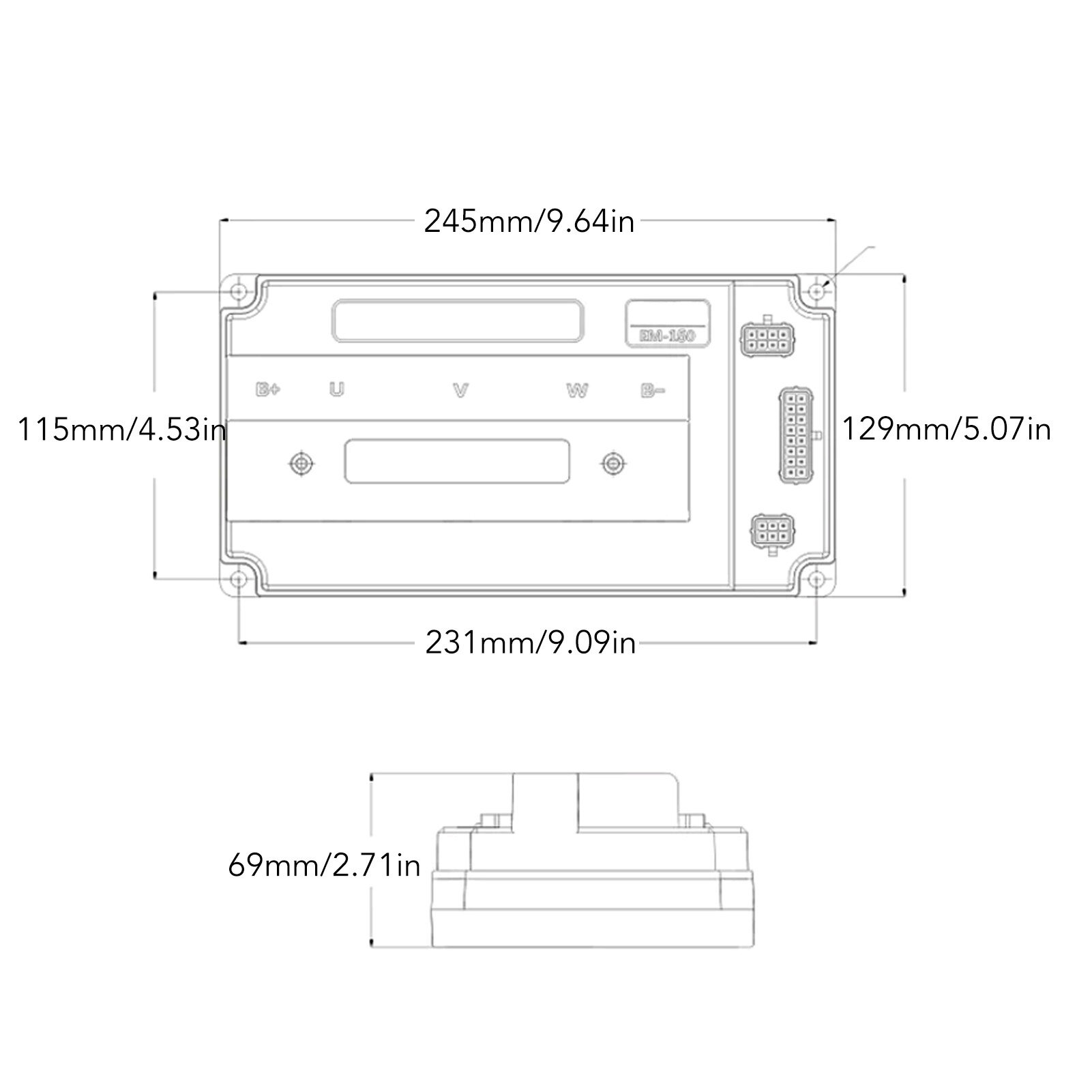 Контроллер ECU синусоидальный 72V 150A/200A IP67 для электромотоциклов