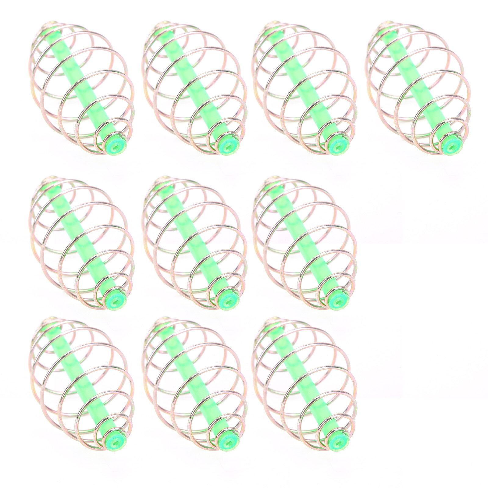 10PC Coil Inline Method Feeder Coil Inline Metal Bait Thrower Feeder Fishing TackleS Metal + Plastic Small Length 3.8cm Medium Length 4.5cm Large Length 5.4cm