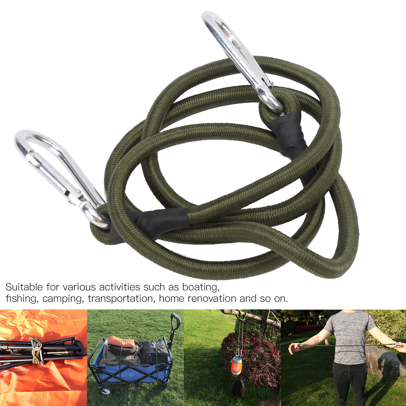 Банджи-шнуры длиной 120 см с крючками, прочные ремни, эластичные резиновые шнуры для кемпинга, рыбалки