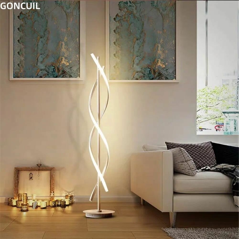 Напольный торшер с ножным переключателем и тремя режимами освещения - белый светильник 135 см для дома