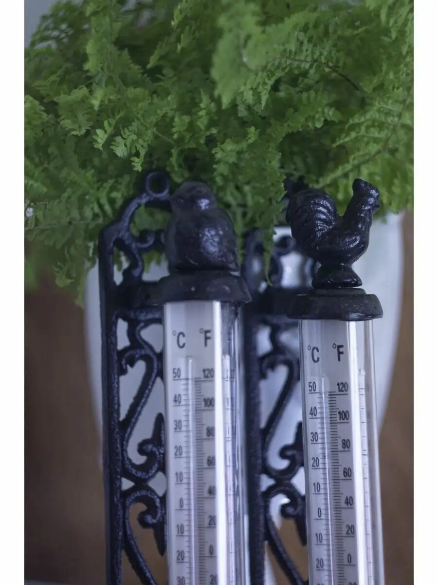 Оригинальный уличный термометр с фигурой петуха для дома и сада - чугунный градусник с настенным креплением