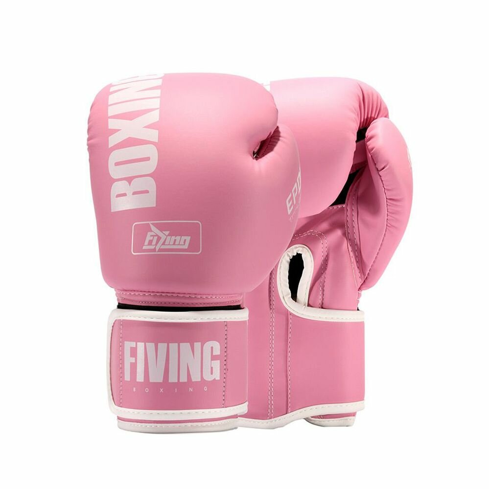 Перчатки боксерские тренировочные, унисекс, розовые, липучка, кожволон10oz
