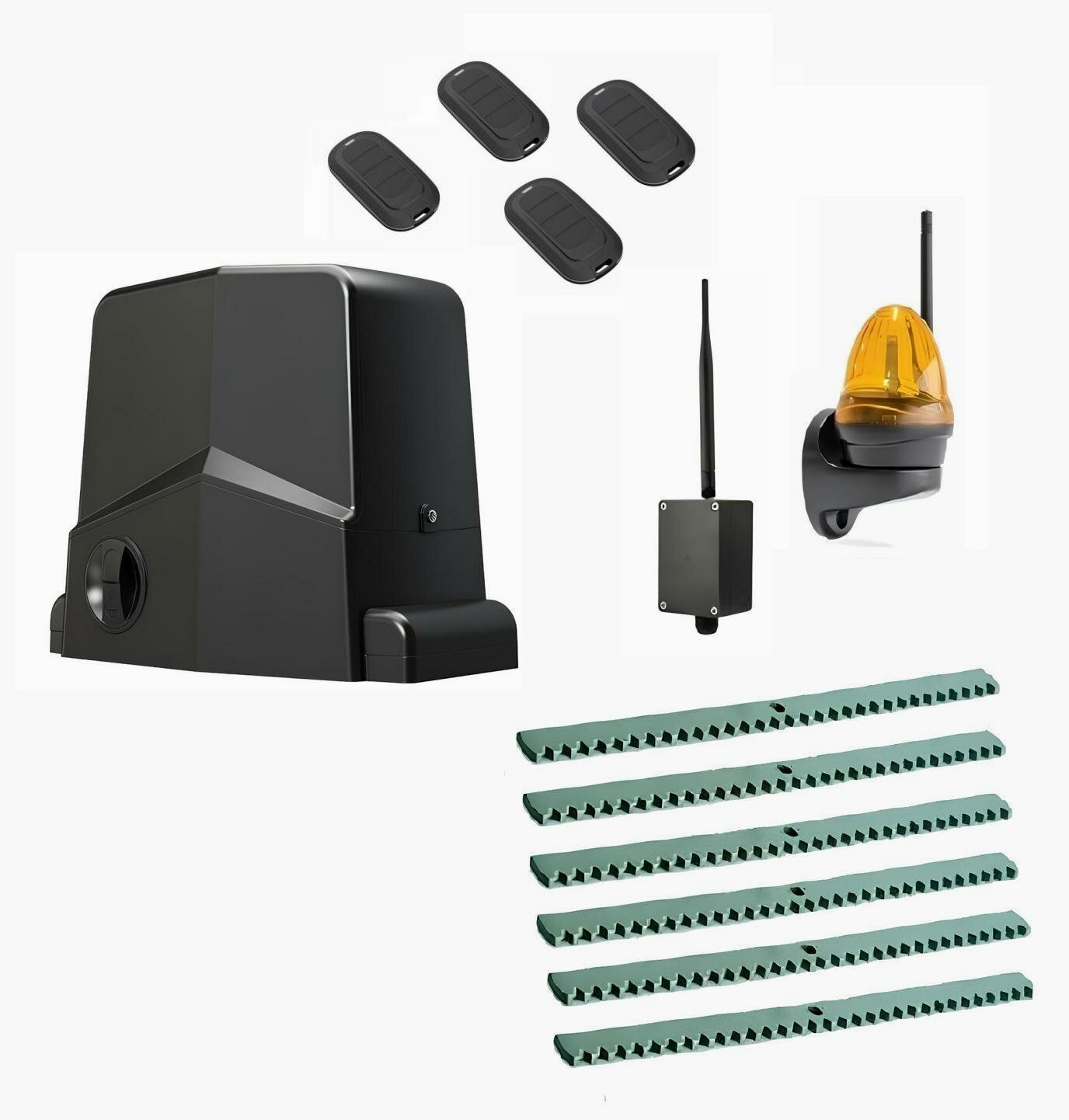 Автоматика для откатных ворот ARW-1000MKIT LK6-BT-T4, комплект: привод, сигнальная лампа, 4 пульта, 6 реек, Bluetooth-модуль