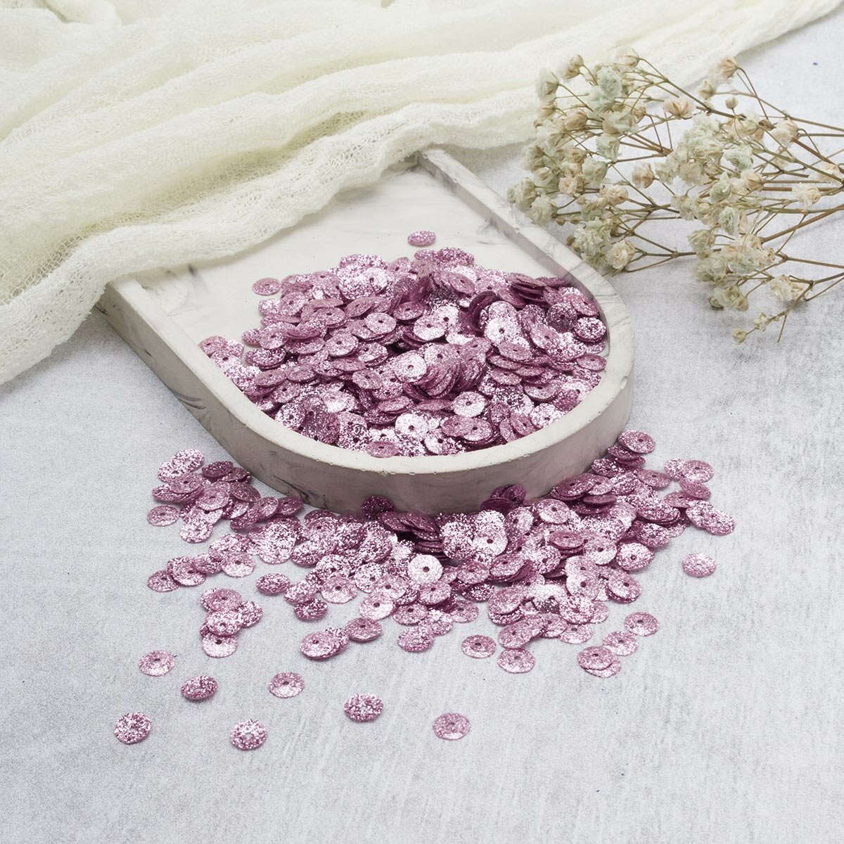 Пайетки для рукоделия пришивные 'Глиттер', 6 мм, 10 г*10 упак, Astra&Craft (9617 розовый)