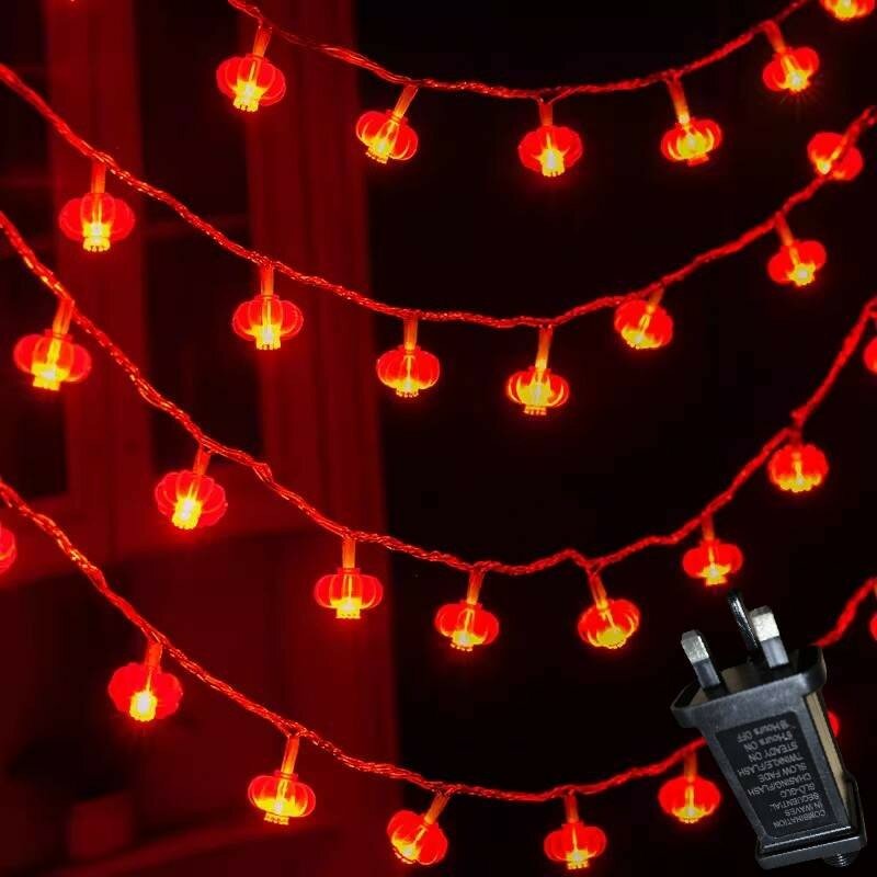 Китайские новогодние красные фонарики светодиодная гирлянда для внутреннего и наружного оформления uk 20 м