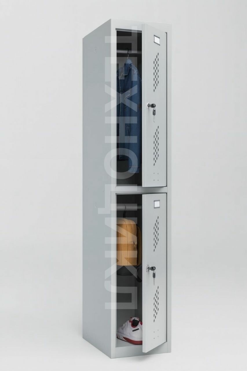 Шкаф собранный для раздевалок ML 12-30 усиленный, 1830х300х500 мм, металлический, серый