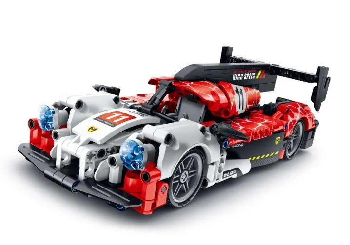 Конструктор im.Master 5811 Спорткар Порш 919 Гибрид, инерционный (pull back) (472 дет, 24,7 см). Красно-белый