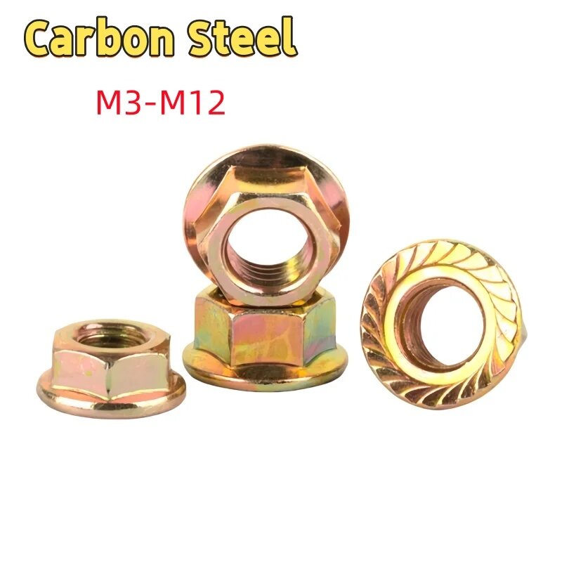 Цинковые фланцевые гайки M3 M4 M5 M6 M8 M10 M12 M6 -10pcs