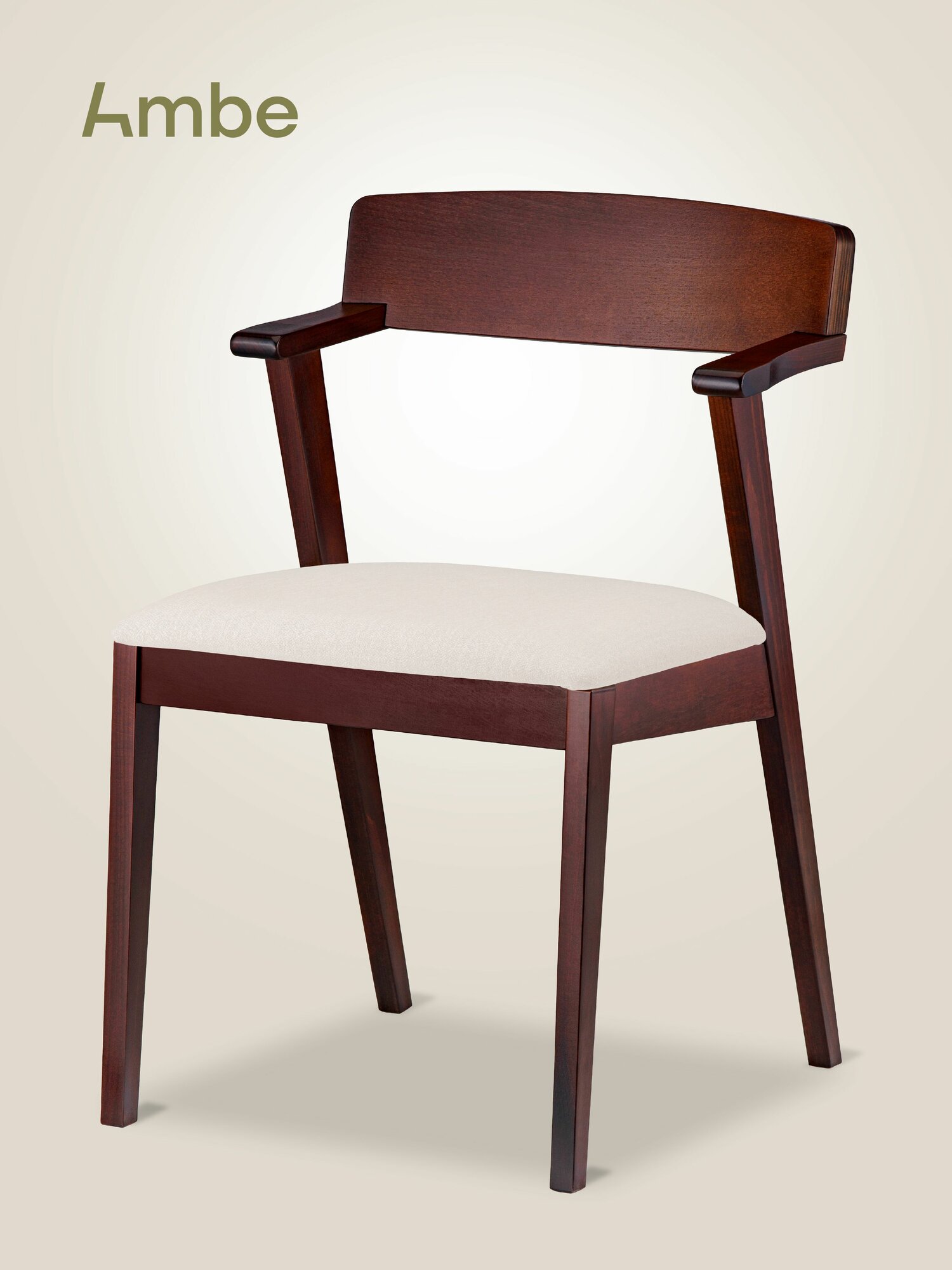 Стул для кухни и дома, Ambe Кейн, кресло из массива бука, Античный орех, Кремовый велюр