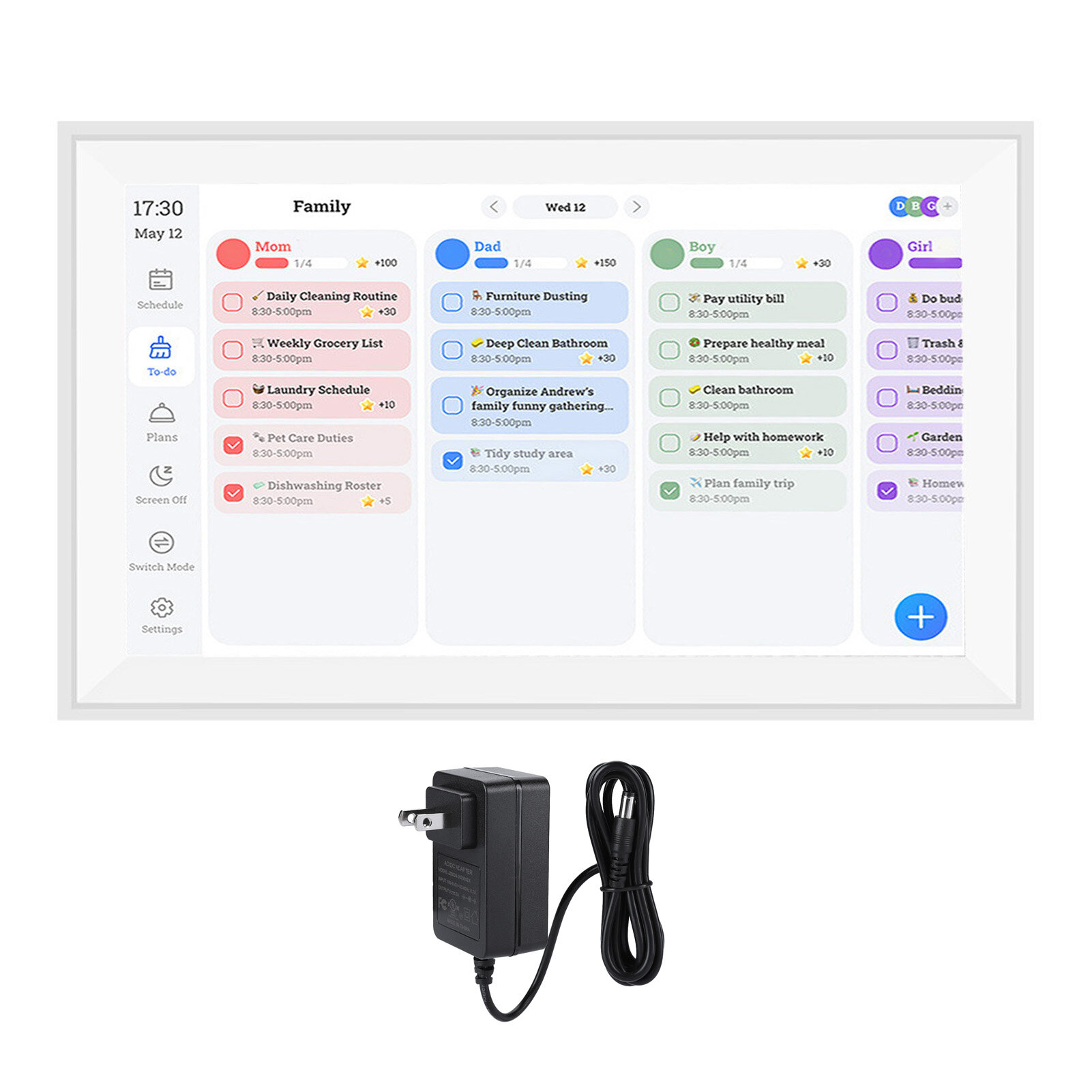 Цифровой календарь, график работы, 15,6-дюймовый интерактивный сенсорный экран FHD 1080P, настенное крепление для стола, электронный умный семейный планировщик, вилка стандарта США (100-240 В)