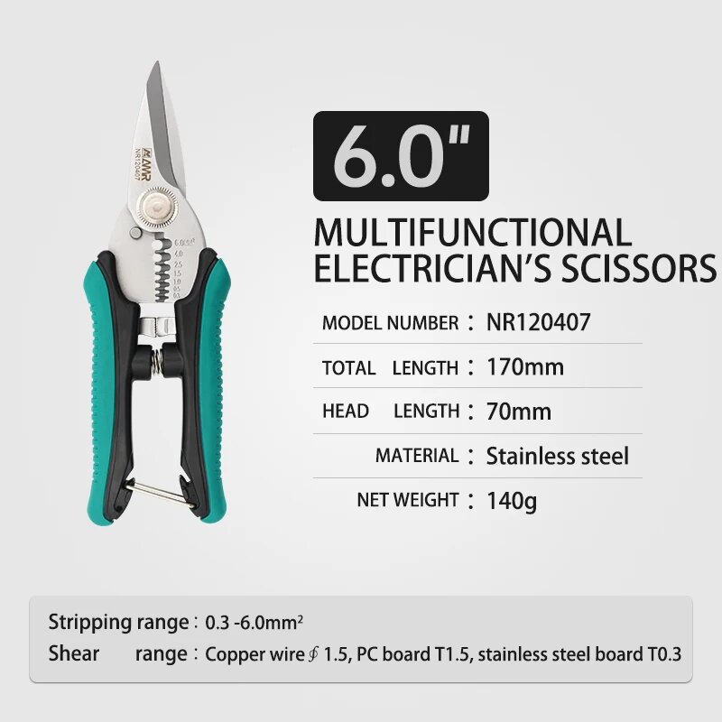 Многофункциональные ножницы для электрика 6.0" NR120407
