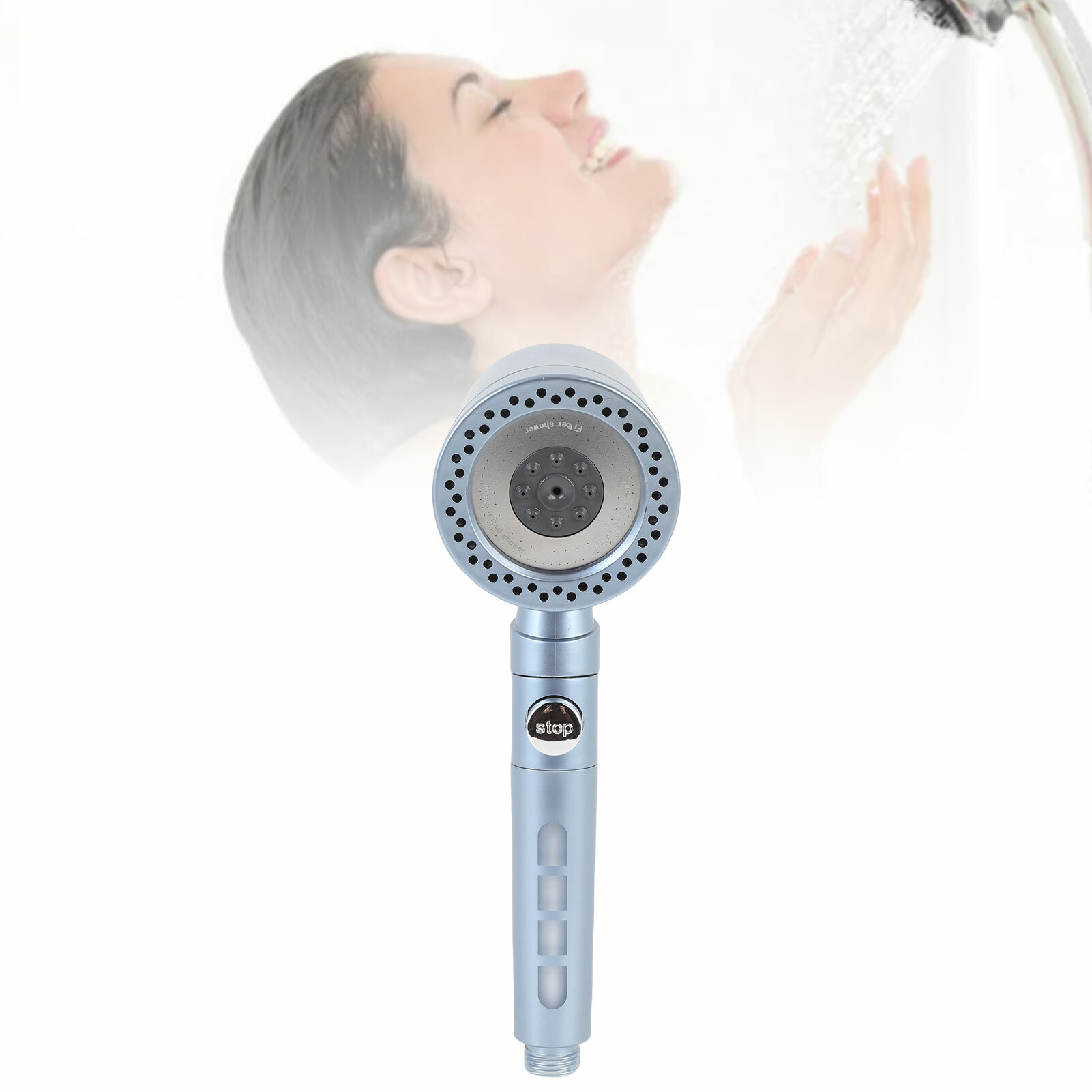 Фильтрованная душевая головка с несколькими режимами, стильный вид, ручная душевая головка с усилением давления для домашнего использования, синяя