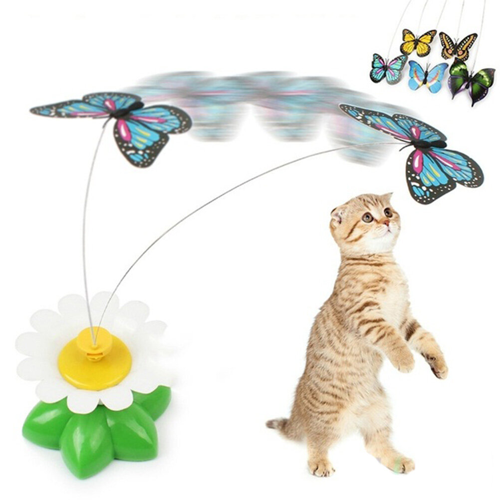 Pet Cat Electric Rotating Toy Funny Plastic Butterfly Animal Toys Interactive Training For Cats