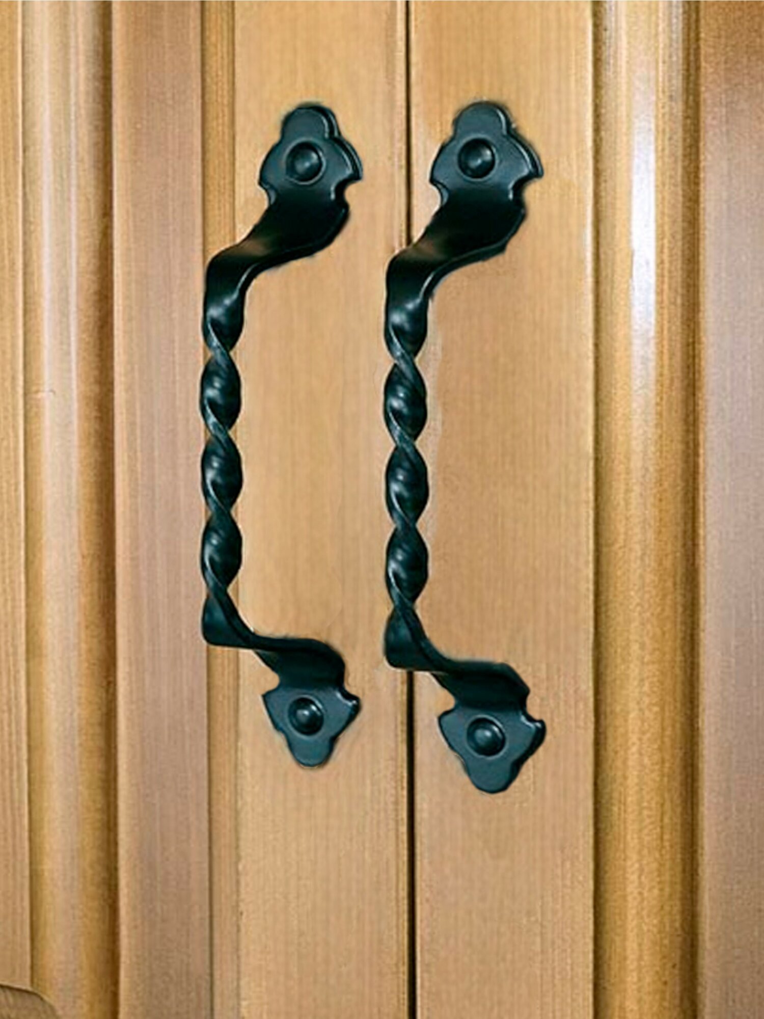 Ручка-скоба для дверей и калиток. Черная, декоративная "под старину" 2 штуки