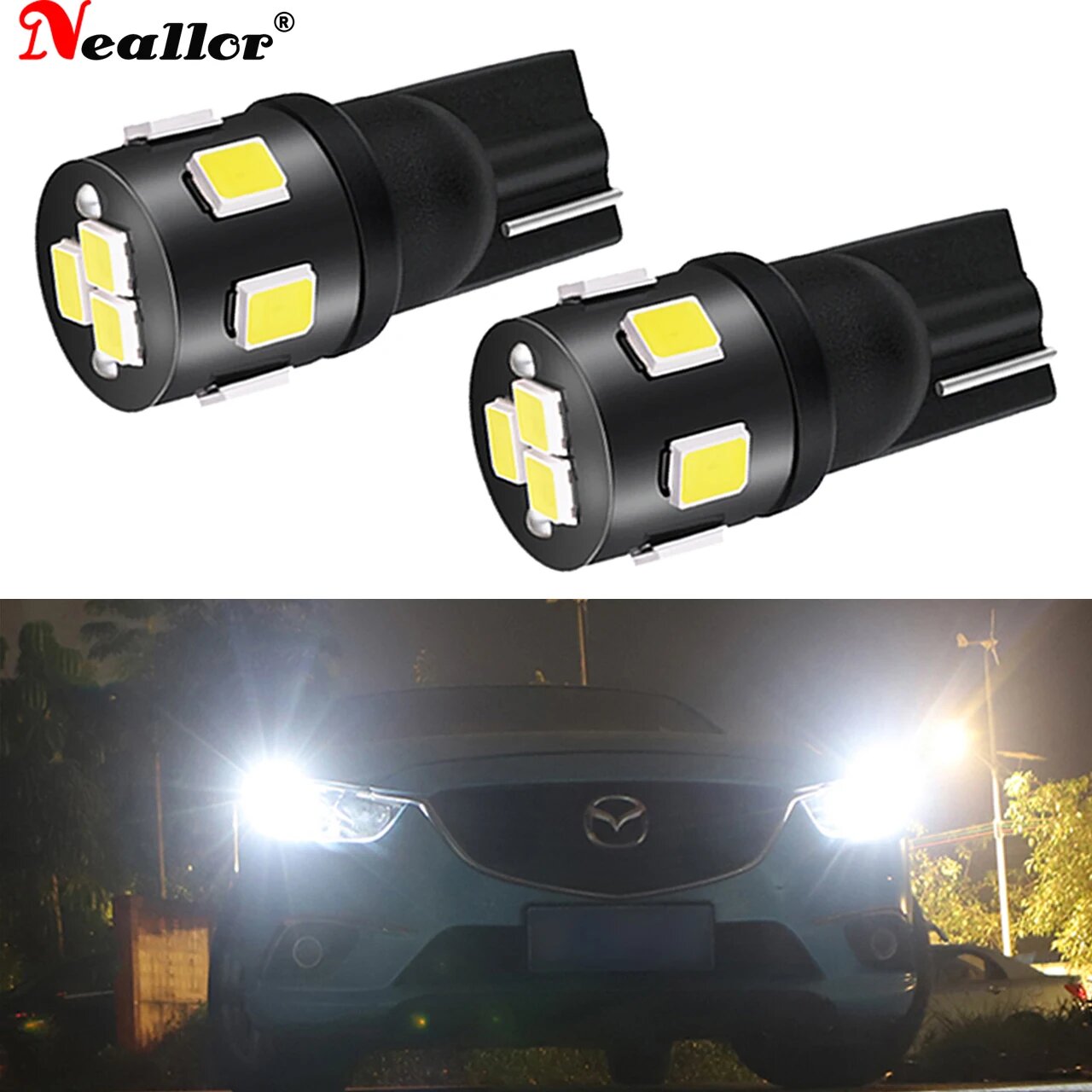 2x W5W светодиодный T10 лампы 2825 Автомобильный светодиодный боковые габаритные огни фонарь освещения номерного знака для Mazda 3 6 CX-5 323 5 CX5 2 626 Спойлеры MX5 CX 5