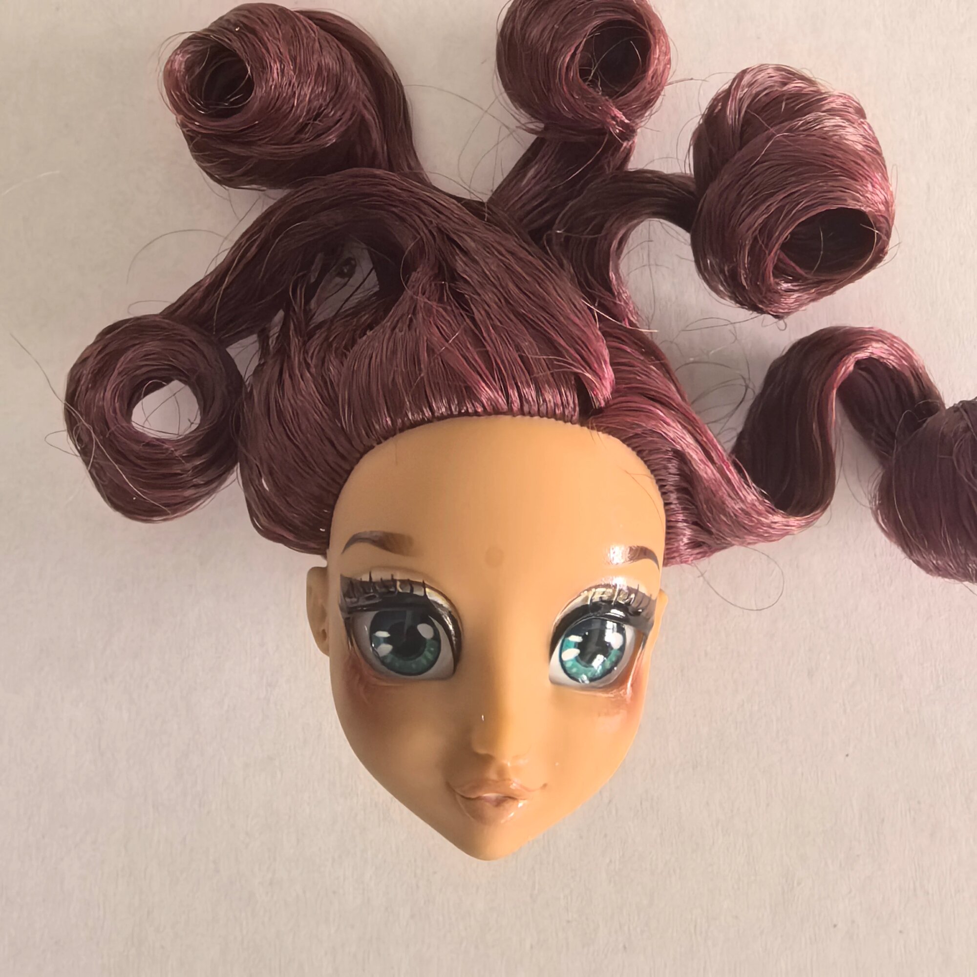 Милые кукольные головы, блестящие живые очки, глаза, белые, фиолетовые, синие, винно-красные волосы, головки, белая кожа, аксессуары для кукол, детали