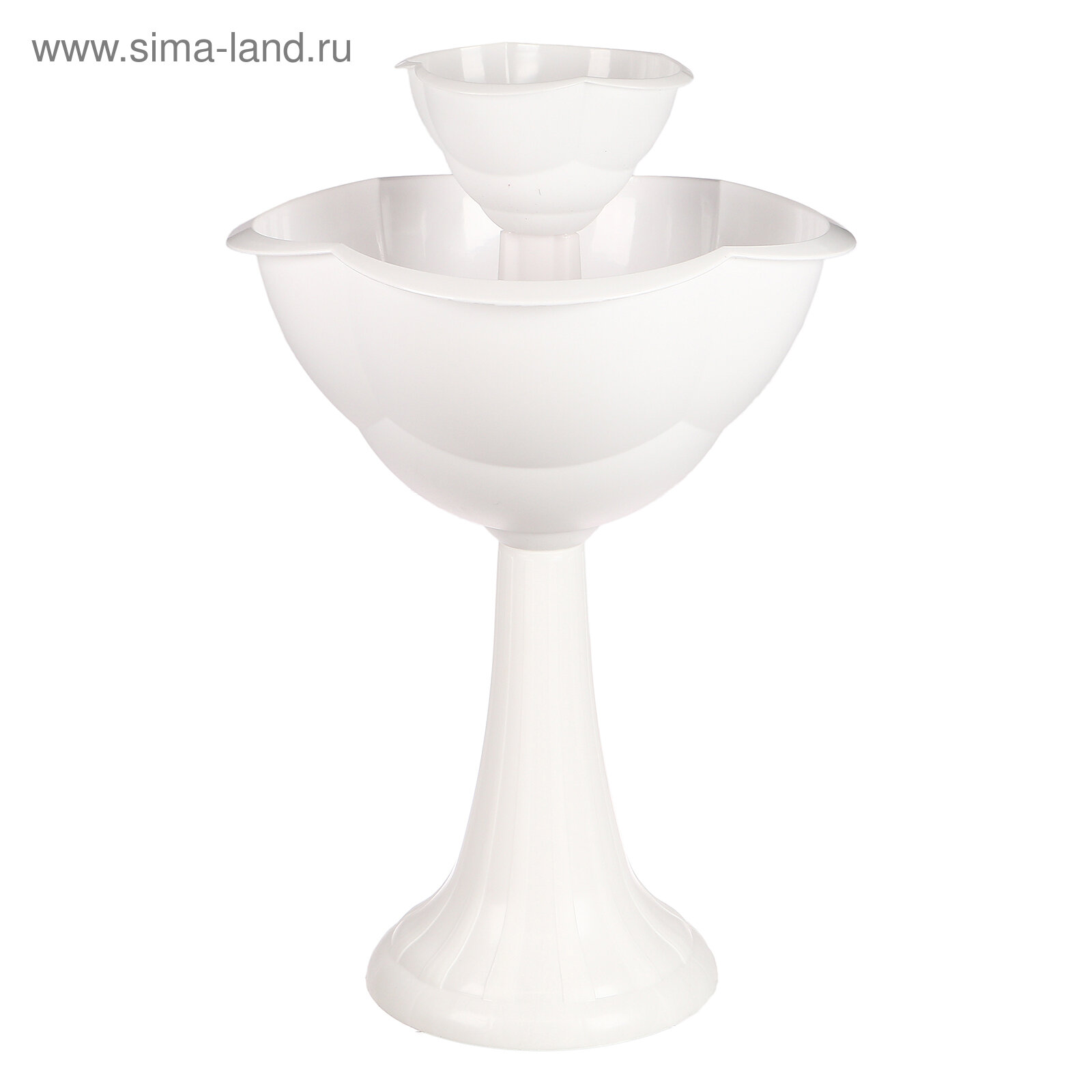 Клумба пластиковая, 2 яруса, d=25–55 см, высота бортика 87 см, на высокой ножке, белая