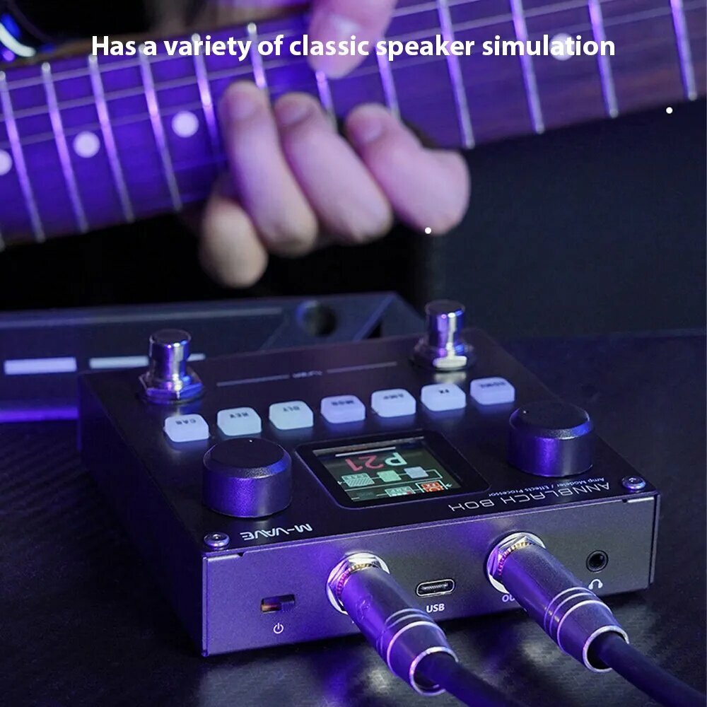 M-VAVE Guitar/Bass AMP Modeler Мультиэффектный процессор 80 редактируемых пресетов 6 модулей эффектов 3-полосный эквалайзер 20 предусилителей 20 слотов IR CAB Педаль мультиэффектов ЖК-экран Многофунк