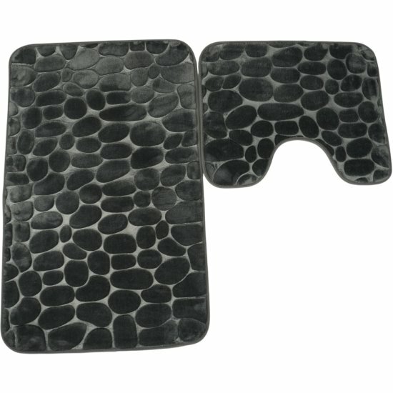 Комплект ковриков для ванной комнаты Blabar 50х80, 40х50 Stenar микрофибра темно-серый 2шт /50