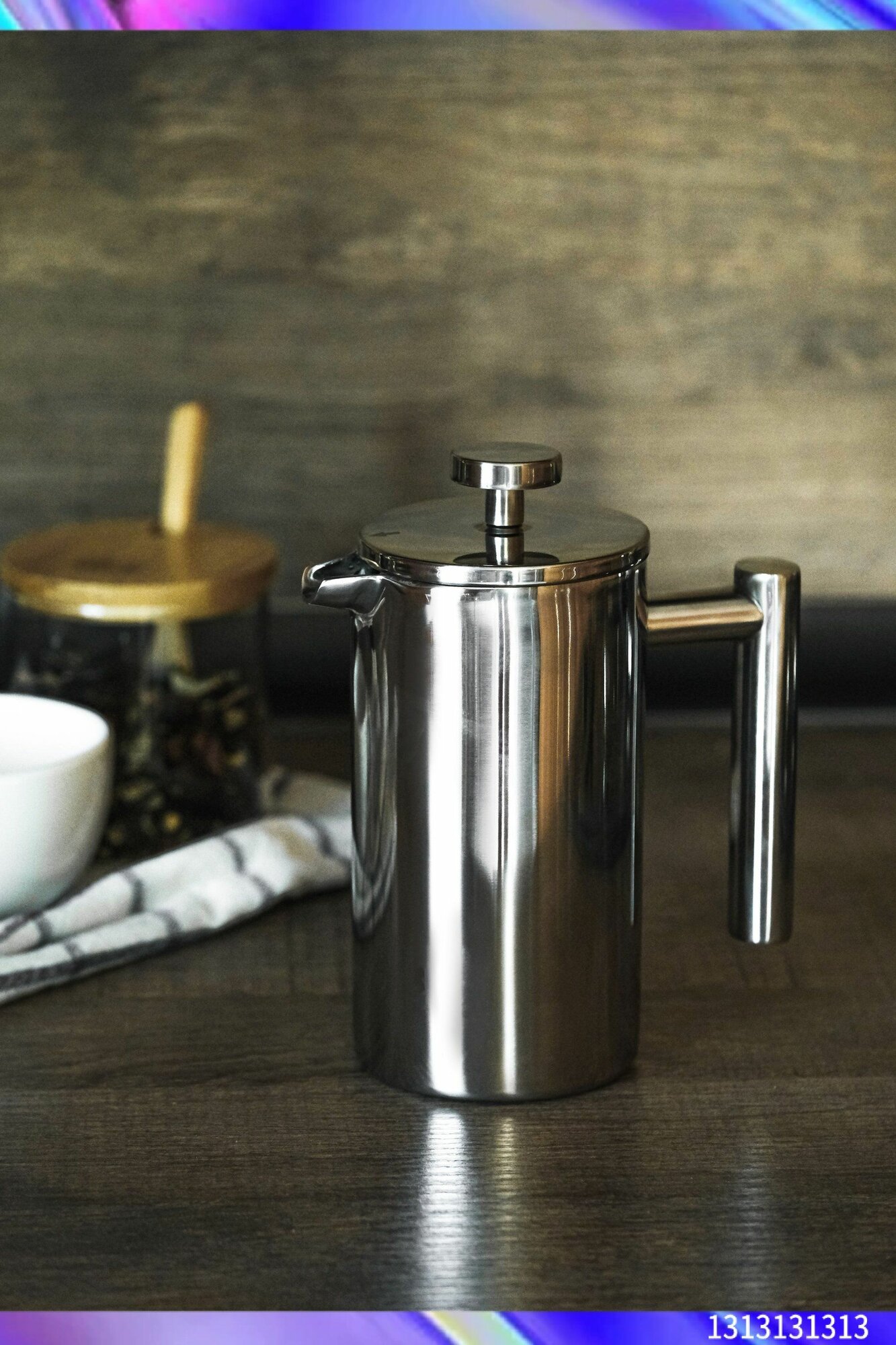 Эксклюзивный заварник из стали с двойными стенками, 350 мл, предназначен для приготовления кофе и чая, выполнен в виде металлического френчпресса