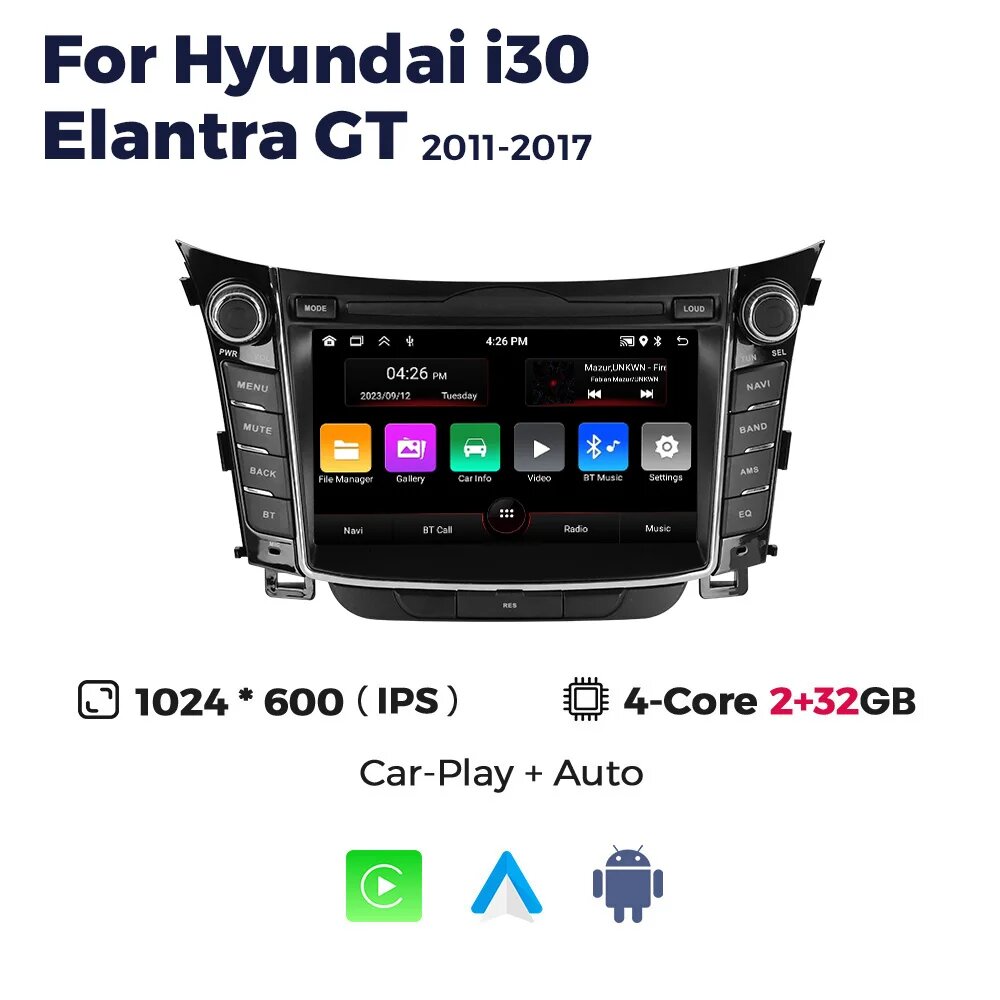 MEKEDE Android автомагнитола для Hyundai i30 Elantra GT 2011-2017, Color: MN-HY01-H2